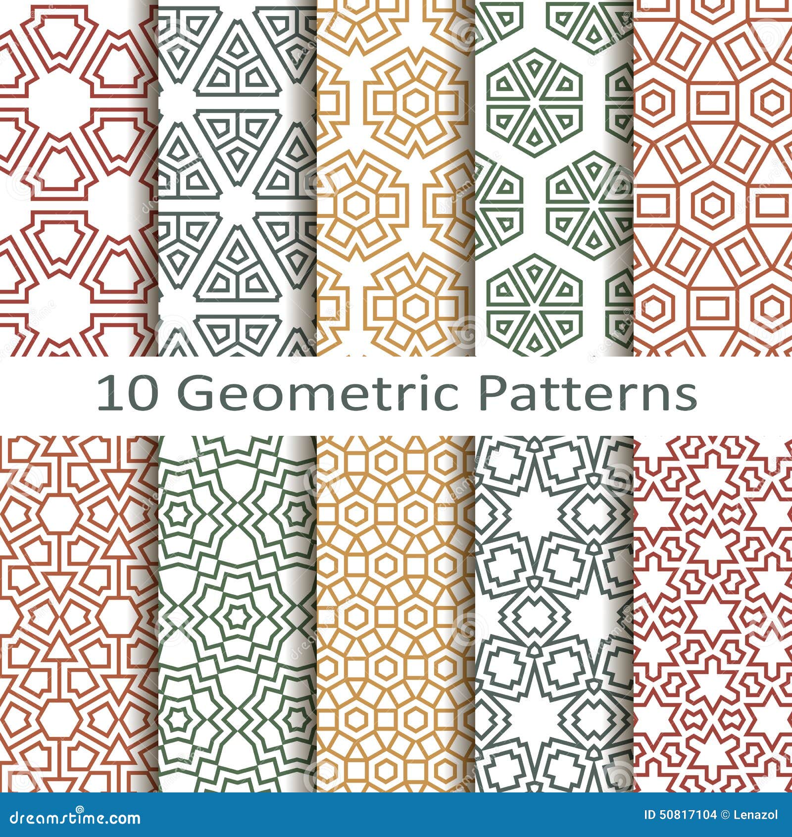 Set of Ten Geometric Patterns Stock Vector - Illustration of vintage ...