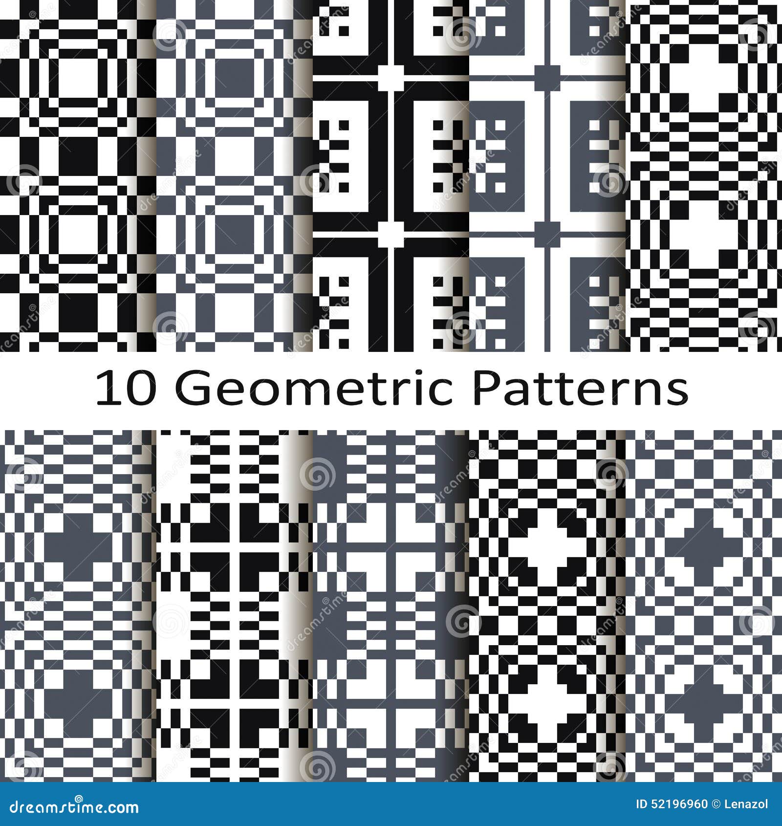 Set of Ten Geometric Patterns Stock Vector - Illustration of star ...