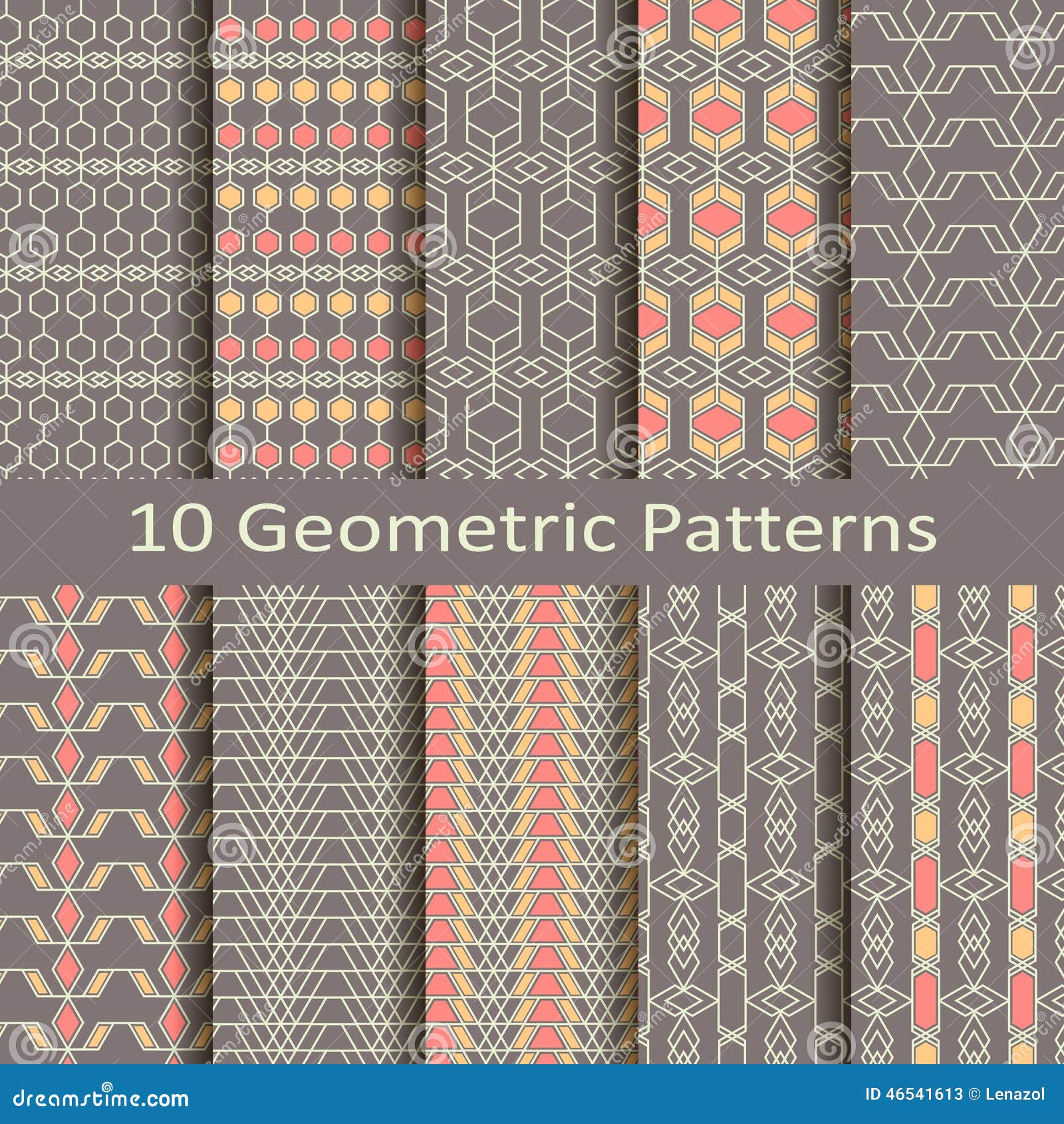 Set of Ten Geometric Patterns Stock Vector - Illustration of decorative ...