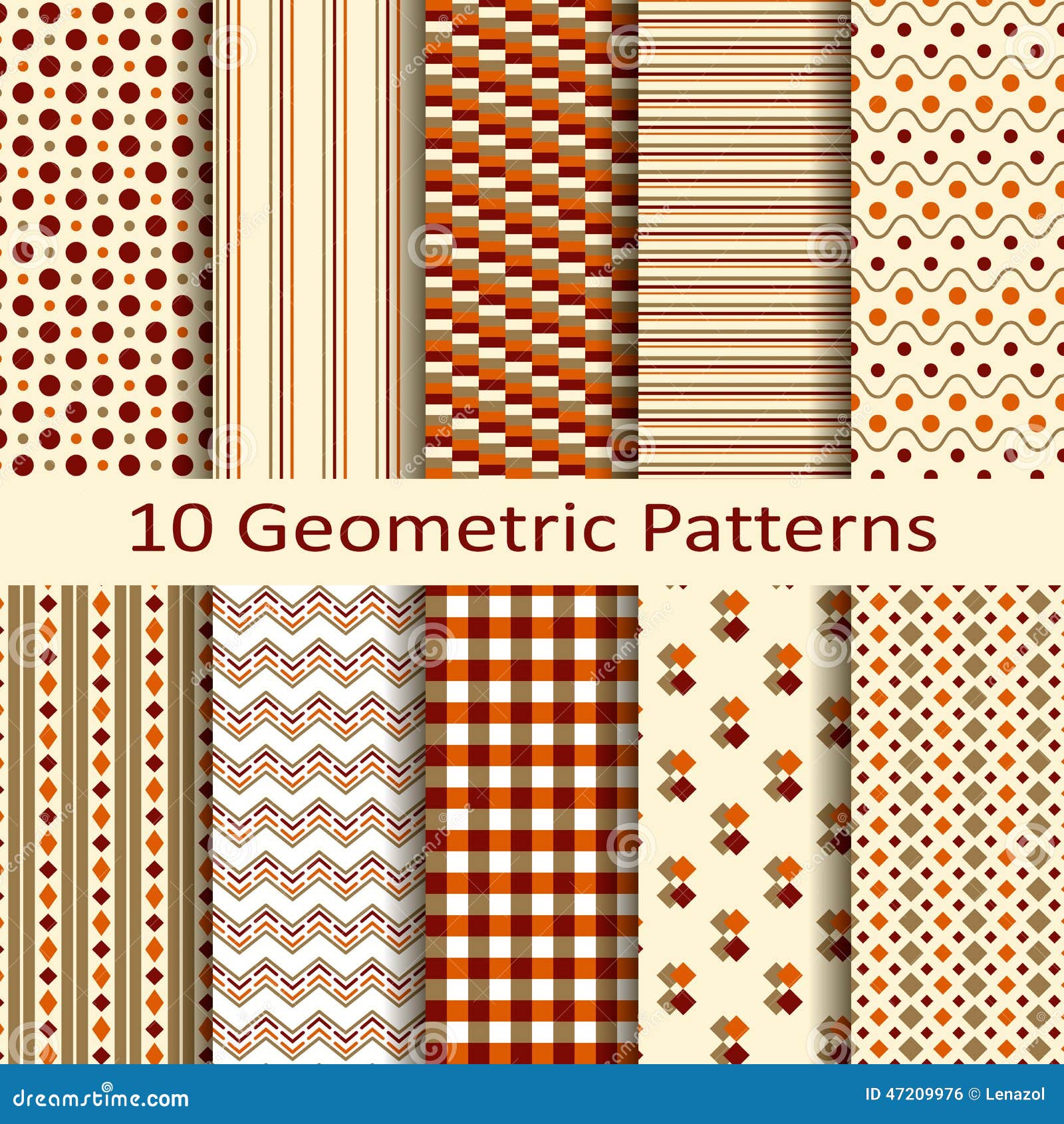 Set of Ten Geometric Patterns Stock Vector - Illustration of vector ...