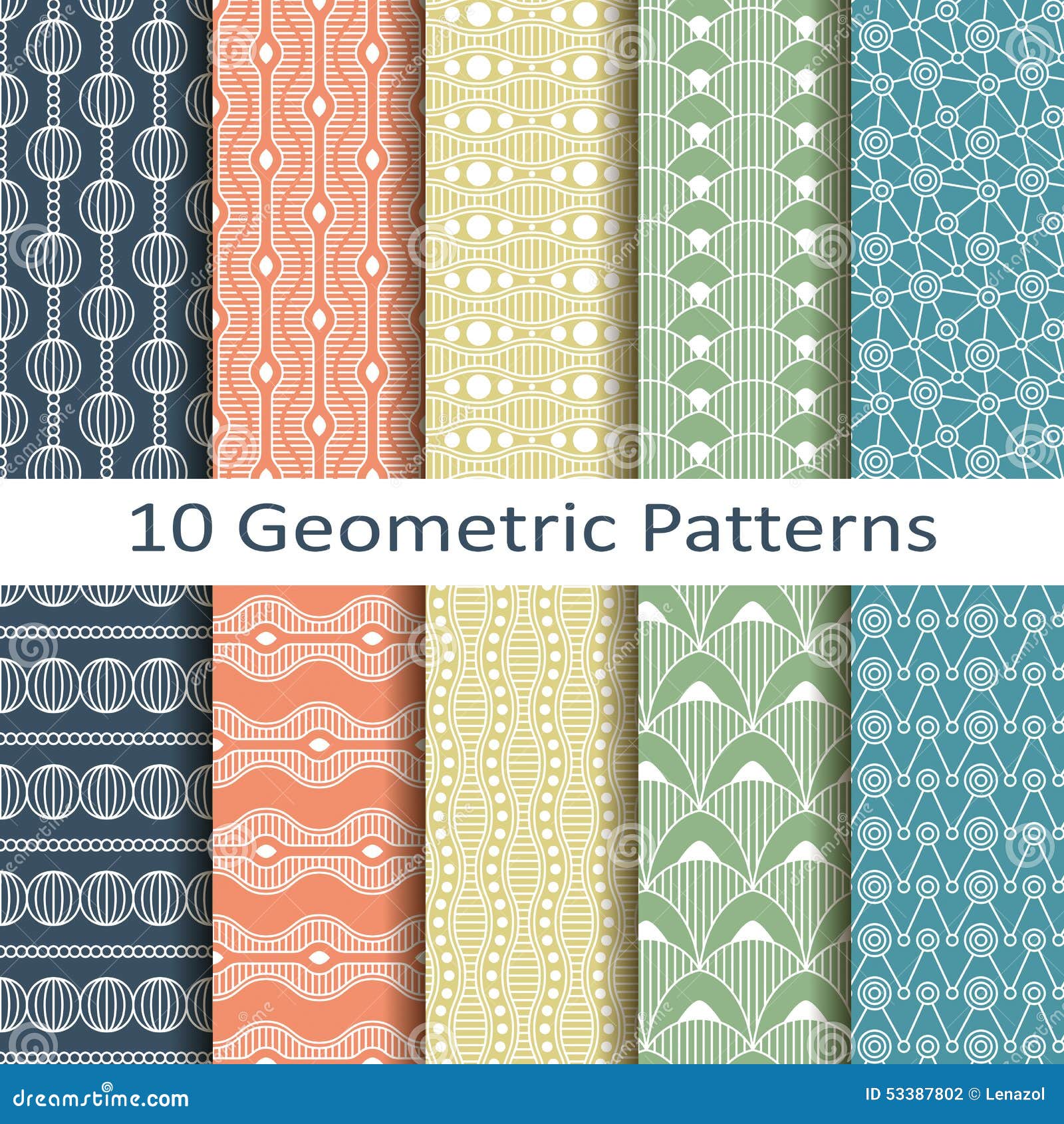 Set of Ten Geometric Patterns Stock Vector - Illustration of design ...