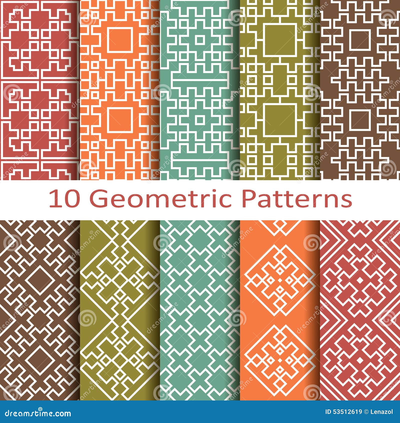 Set of Ten Geometric Patterns Stock Vector - Illustration of soft ...