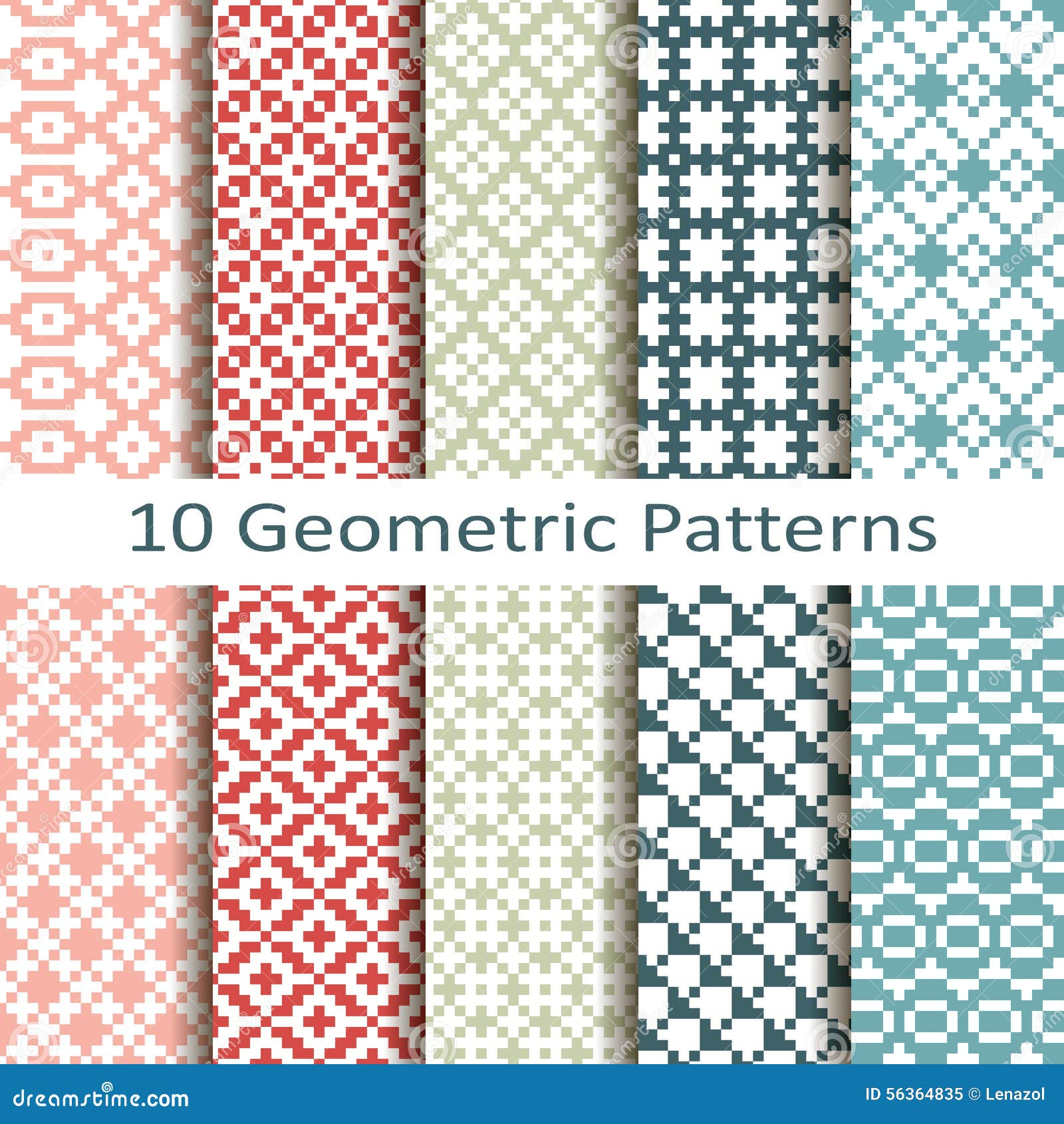 Set of Ten Geometric Patterns Stock Vector - Illustration of design ...