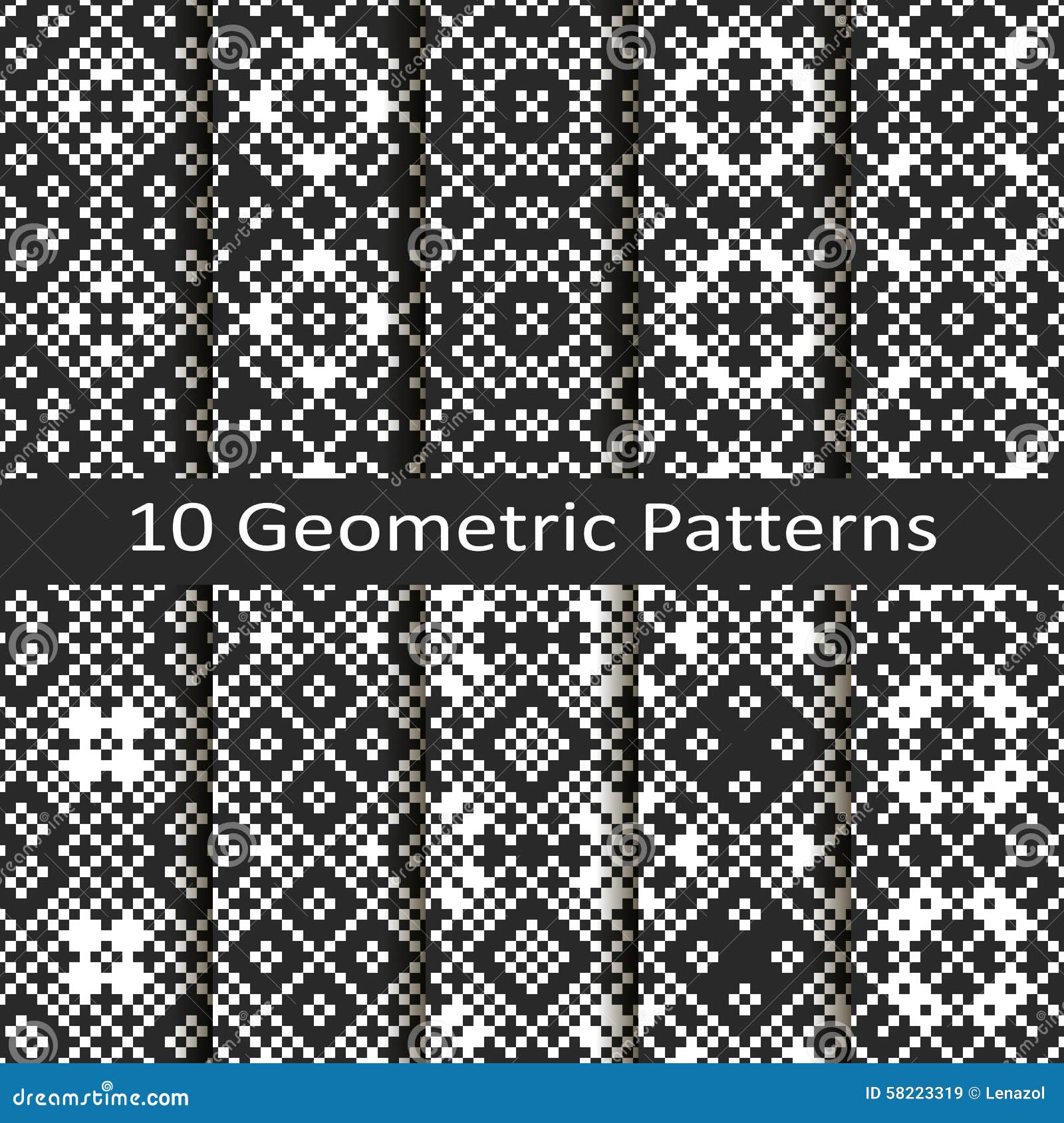 Set of Ten Geometric Patterns Stock Vector - Illustration of seamless ...