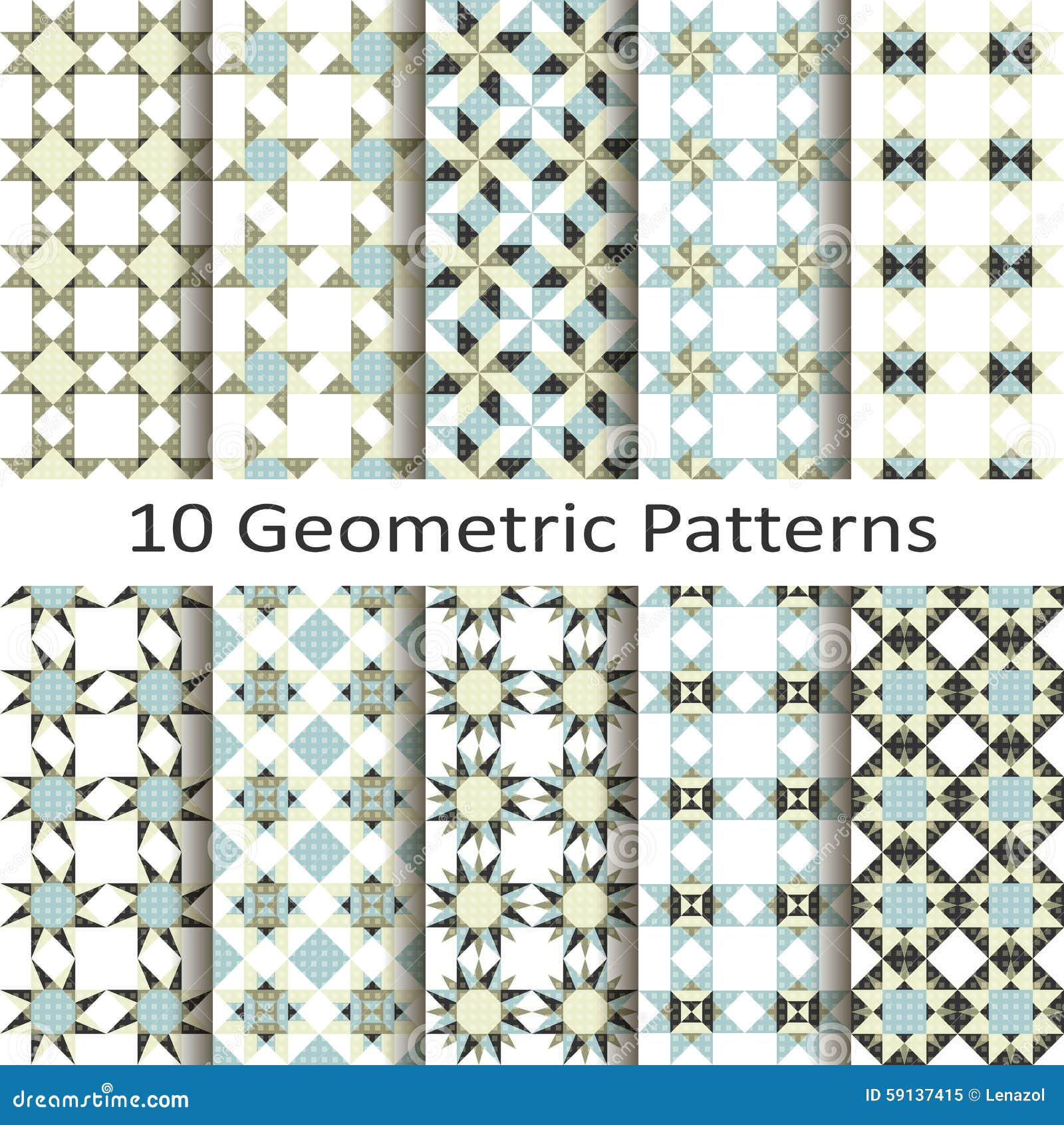 Set of Ten Geometric Patterns Stock Vector - Illustration of print ...