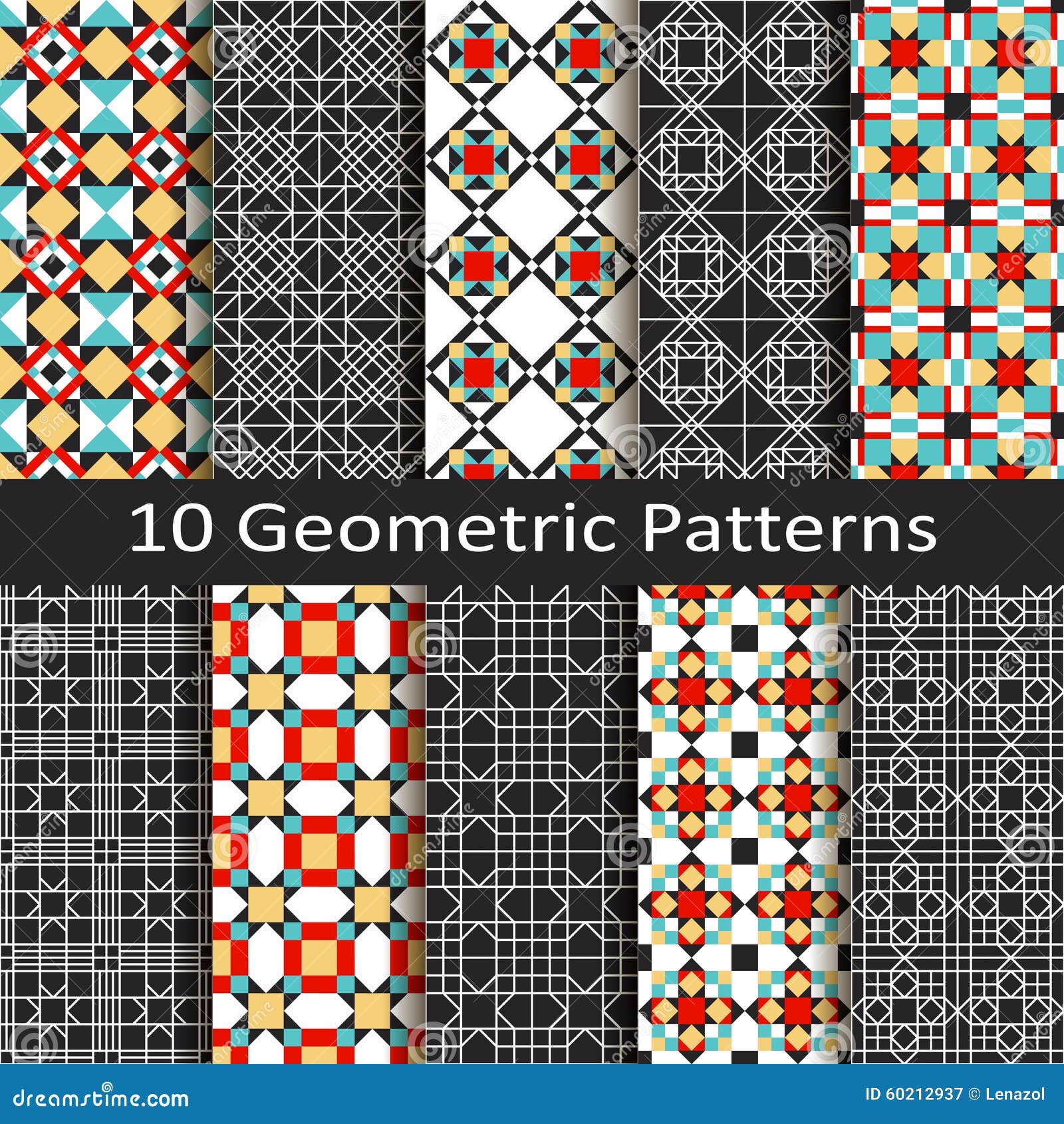 Set of Ten Geometric Patterns Stock Vector - Illustration of abstract ...