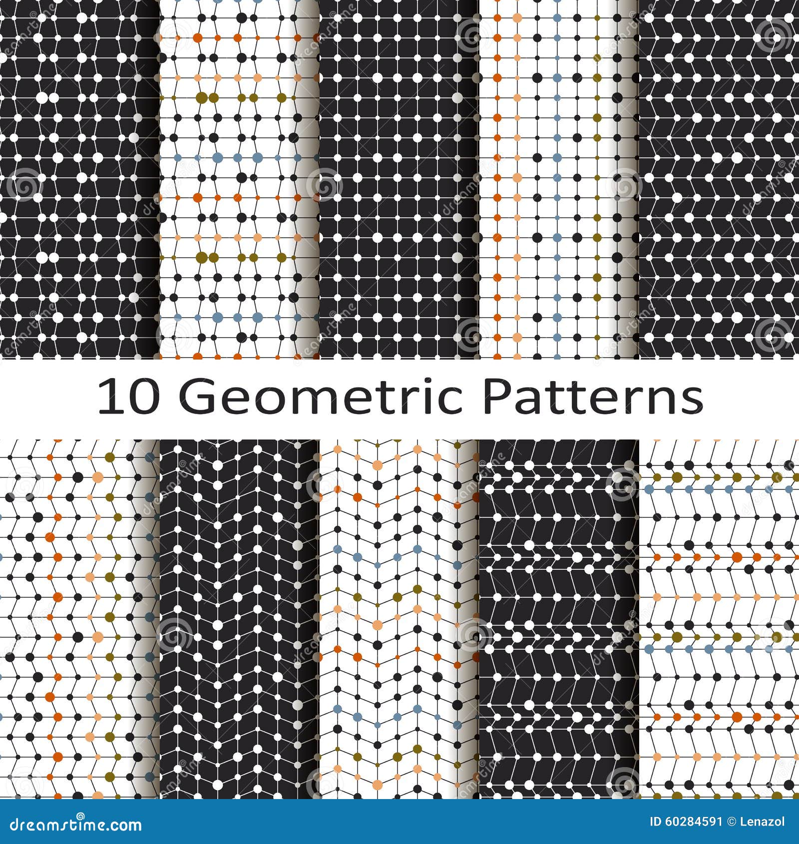 Set of Ten Geometric Patterns Stock Vector - Illustration of patterns ...