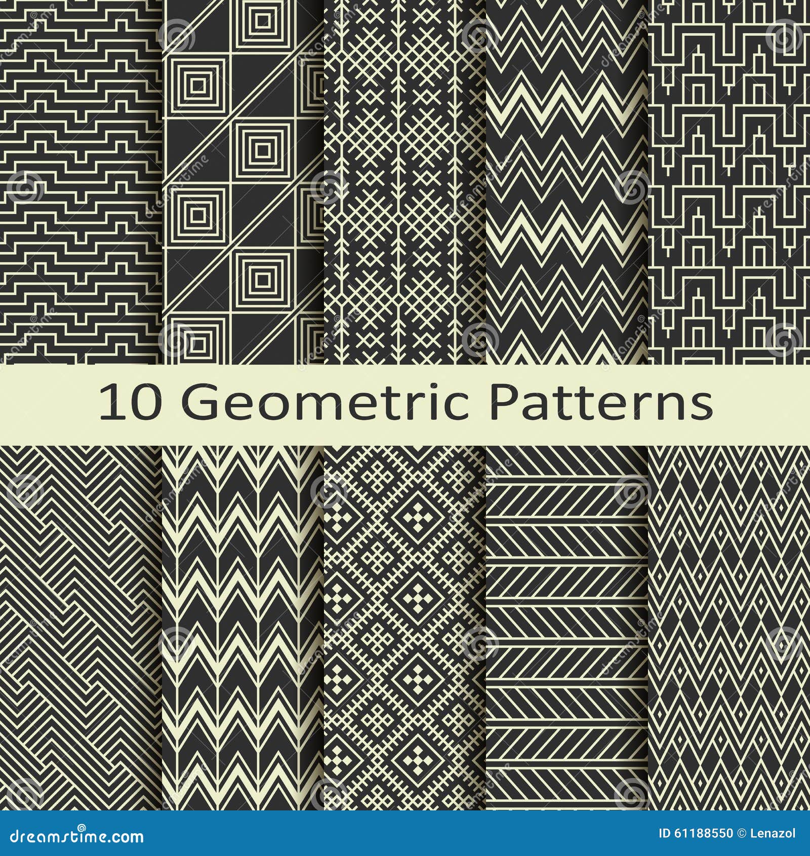 Set of Ten Geometric Patterns Stock Vector - Illustration of seamless ...