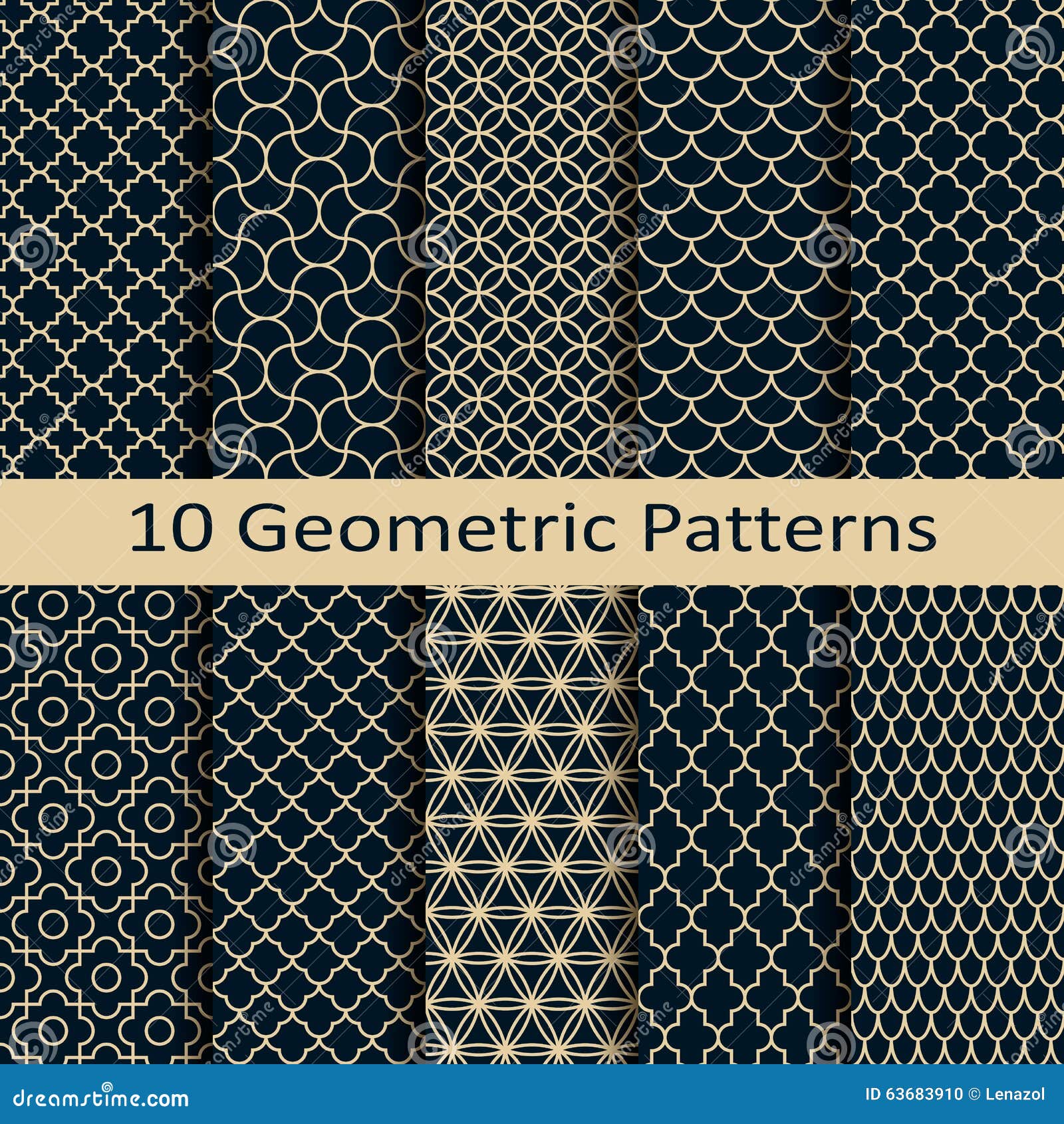 Set of Ten Geometric Patterns Stock Vector - Illustration of lineal ...