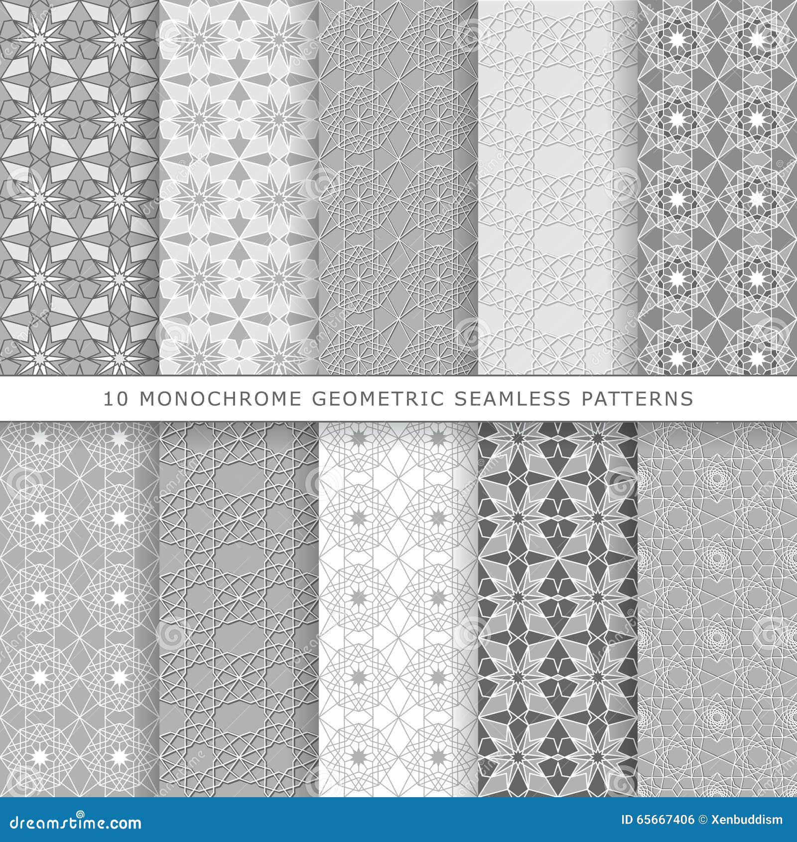 Set of Ten Geometric Seamless Patterns Stock Illustration ...