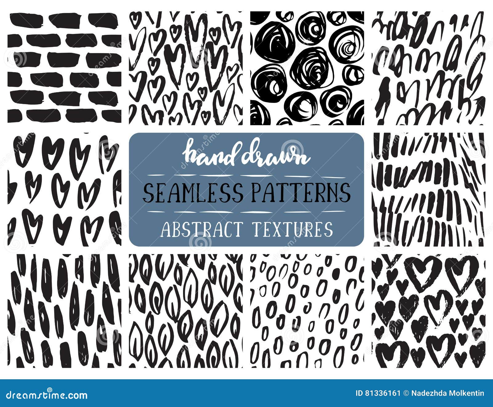 Set of Ten Hand Drawn Ink Seamless Patterns. Stock Vector ...
