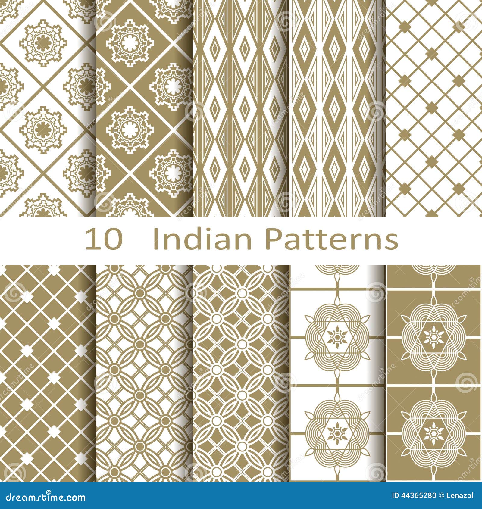 Set of ten Indian patterns stock vector. Illustration of culture - 44365280