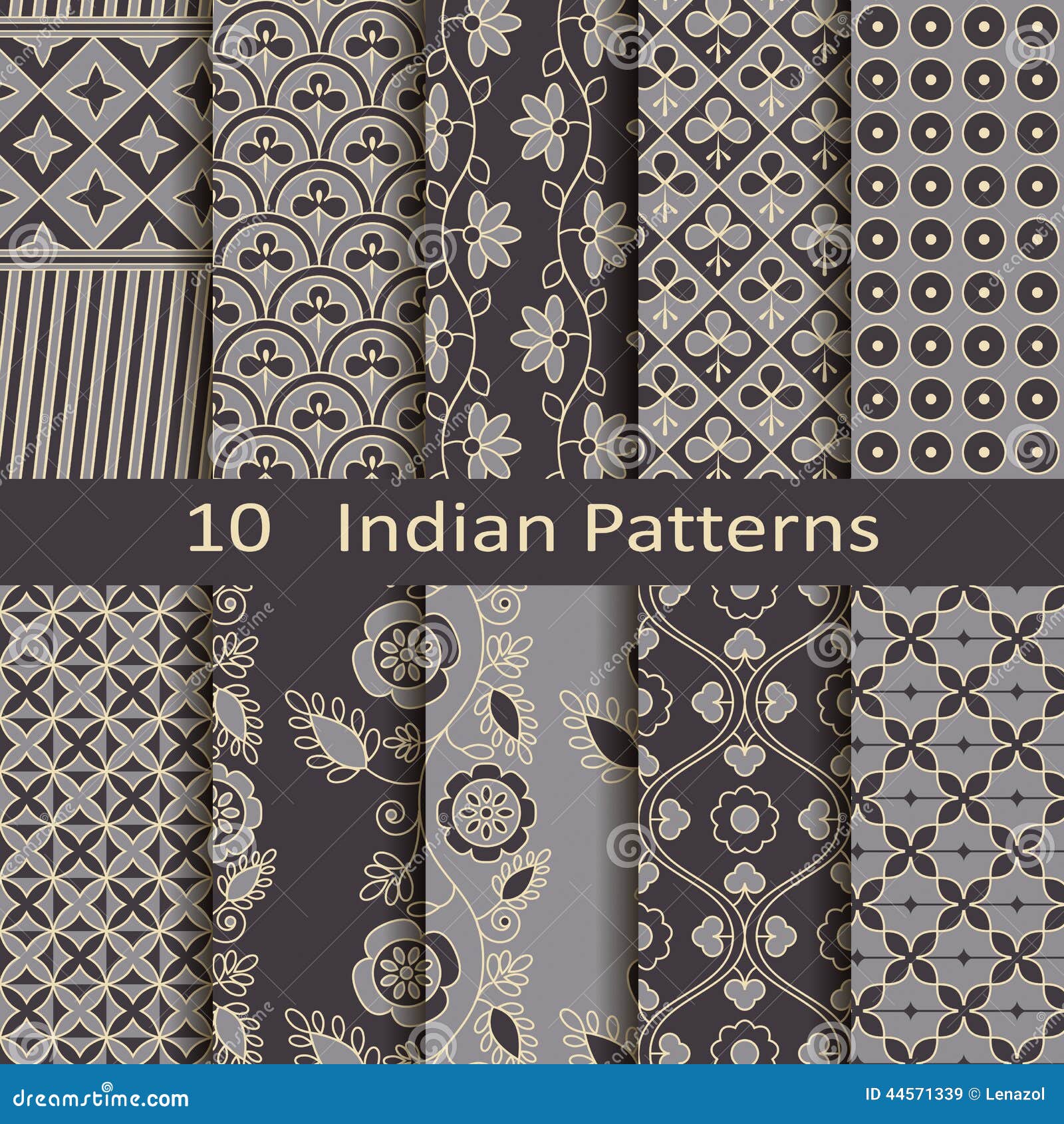 Set of ten Indian patterns stock vector. Illustration of culture - 44571339