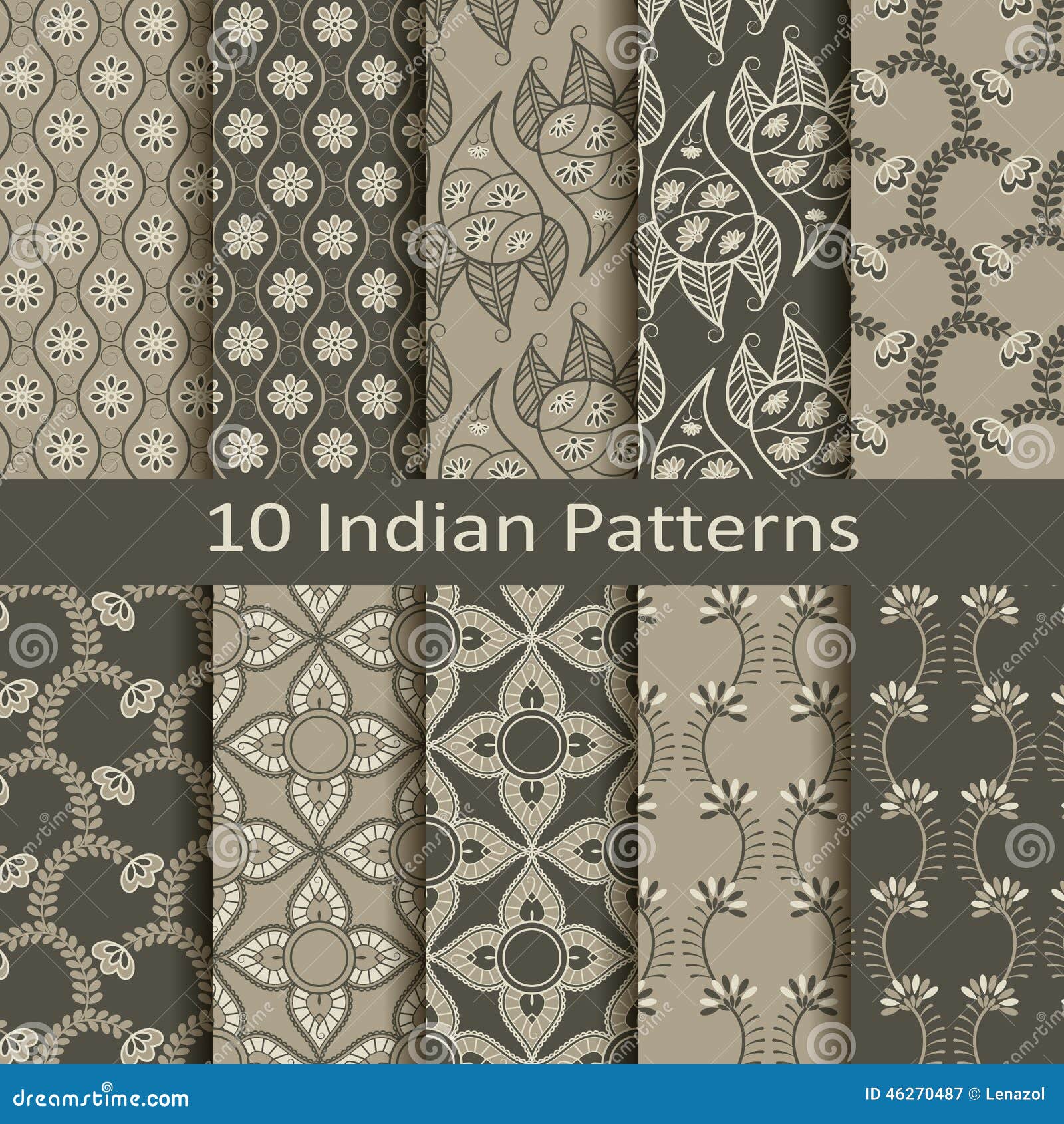 Set of ten Indian patterns stock vector. Illustration of east - 46270487