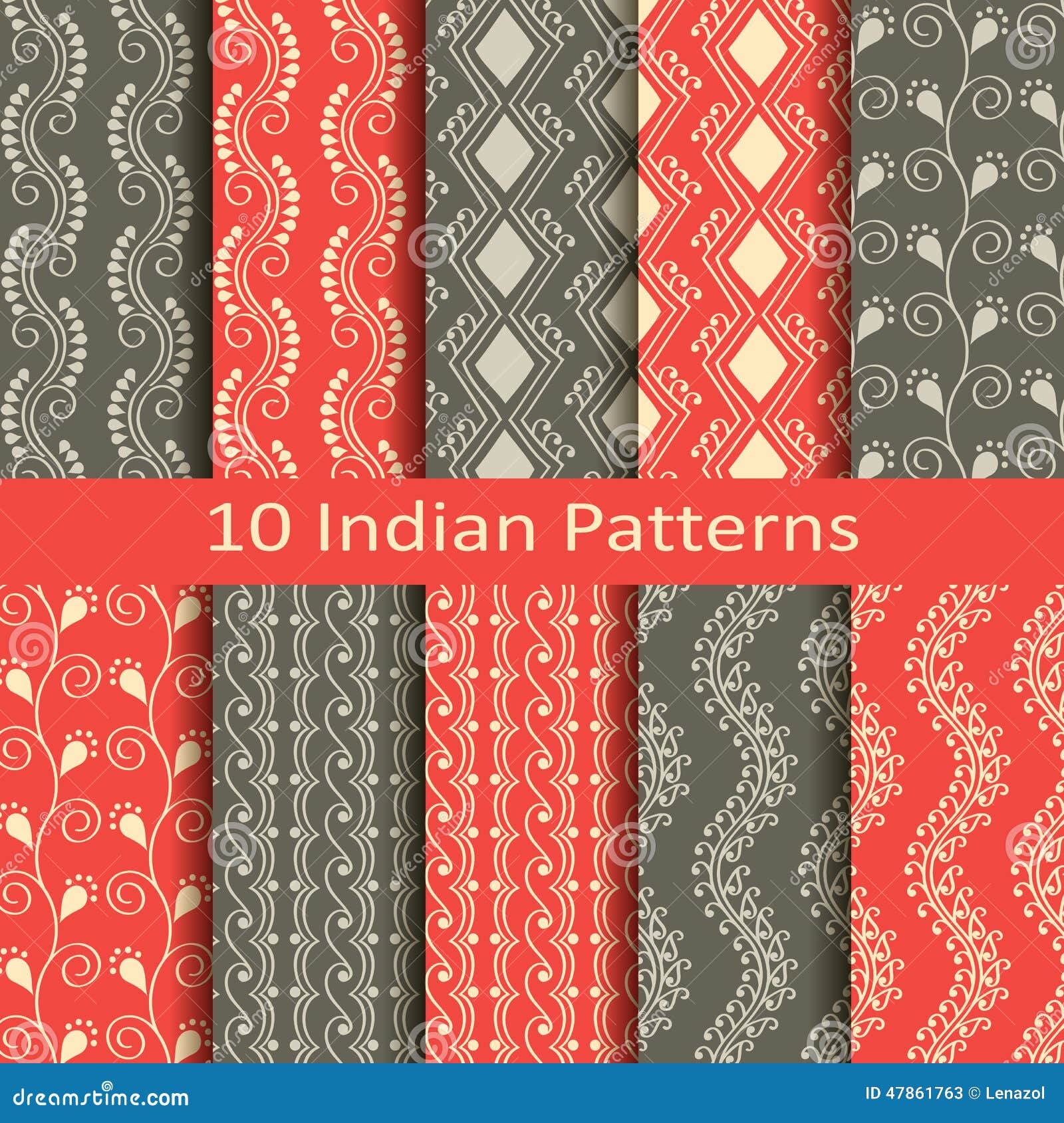 Set of ten indian patterns stock vector. Illustration of retro - 47861763