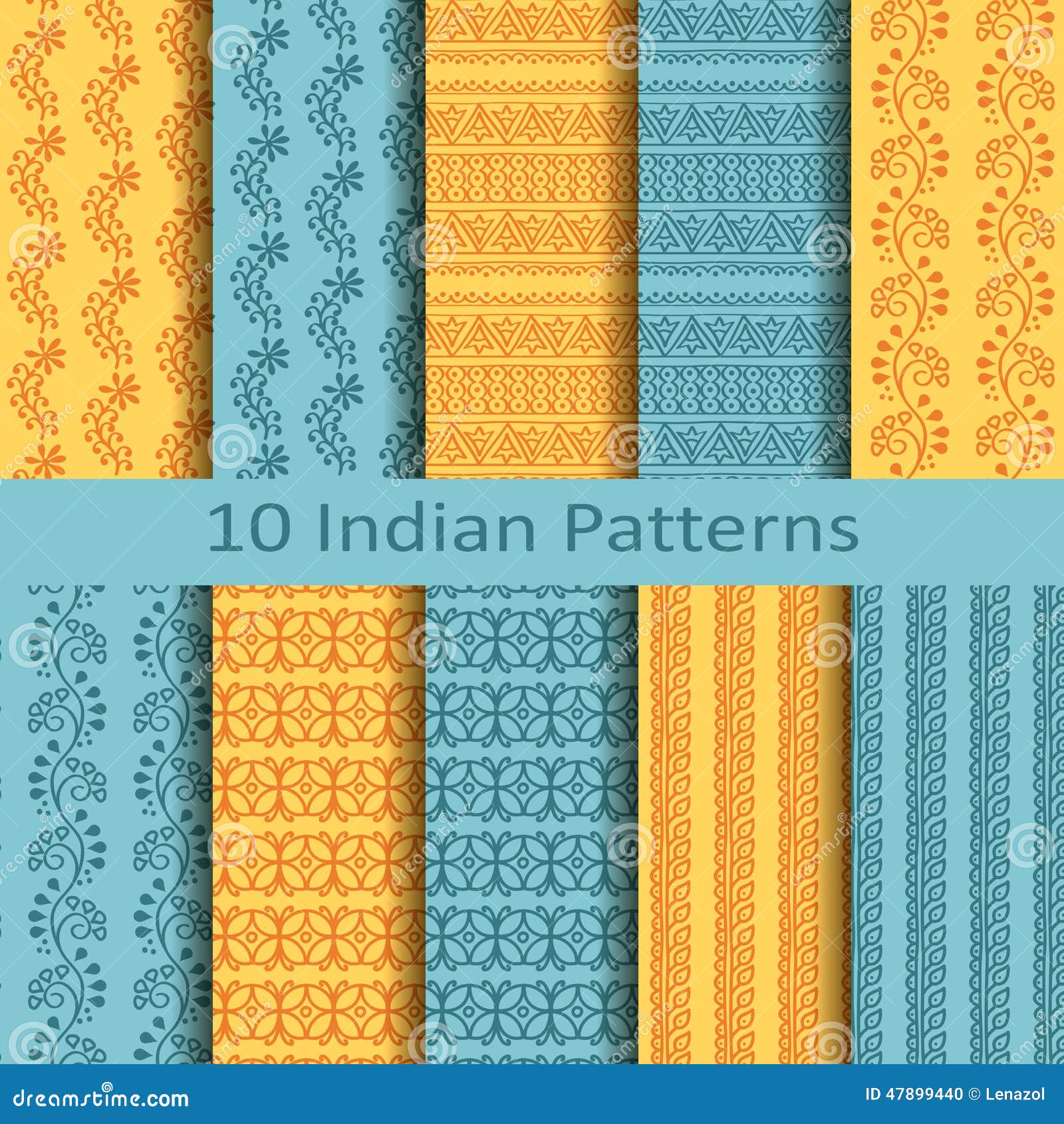 Set of ten indian patterns stock vector. Illustration of retro - 47899440