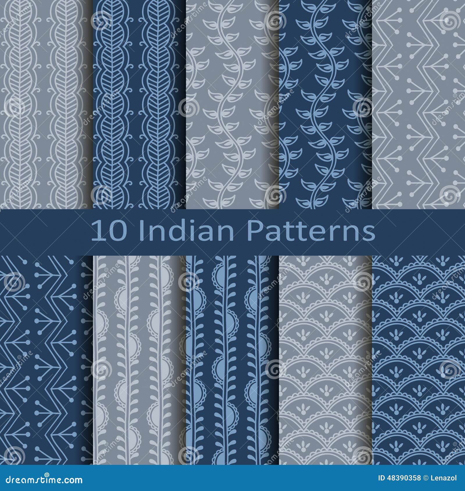 Set of ten indian patterns stock vector. Illustration of indian - 48390358