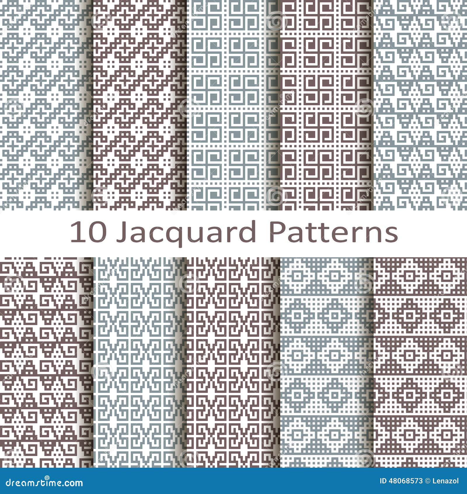 Set of Ten Jacquard Patterns Stock Vector - Illustration of geometric ...