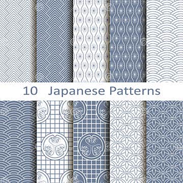 Set of Ten Japanese Patterns Stock Vector - Illustration of japan ...