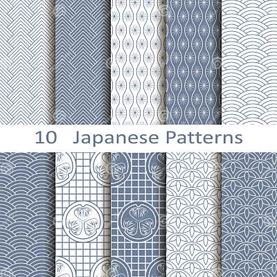 Set of Ten Japanese Patterns Stock Vector - Illustration of japan ...
