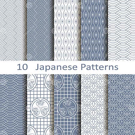 Set of Ten Japanese Patterns Stock Vector - Illustration of japan ...