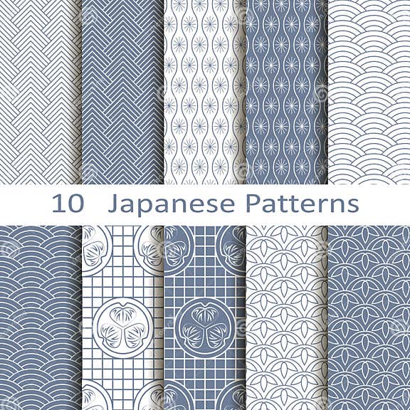 Set of Ten Japanese Patterns Stock Vector - Illustration of japan ...