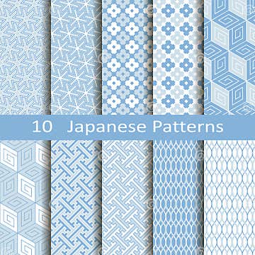 Set of Ten Japanese Patterns Stock Vector - Illustration of lineal ...