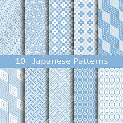 Set of Ten Japanese Patterns Stock Vector - Illustration of lineal ...