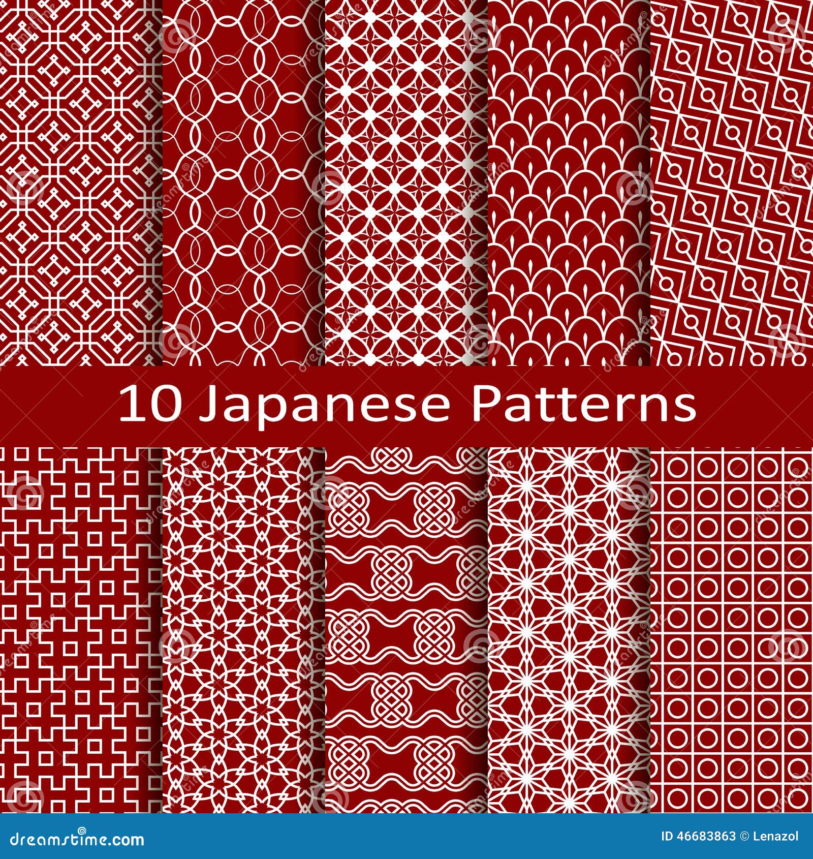 Japanese Patterns,indigo Color Seamless Wallpapers Vector ...