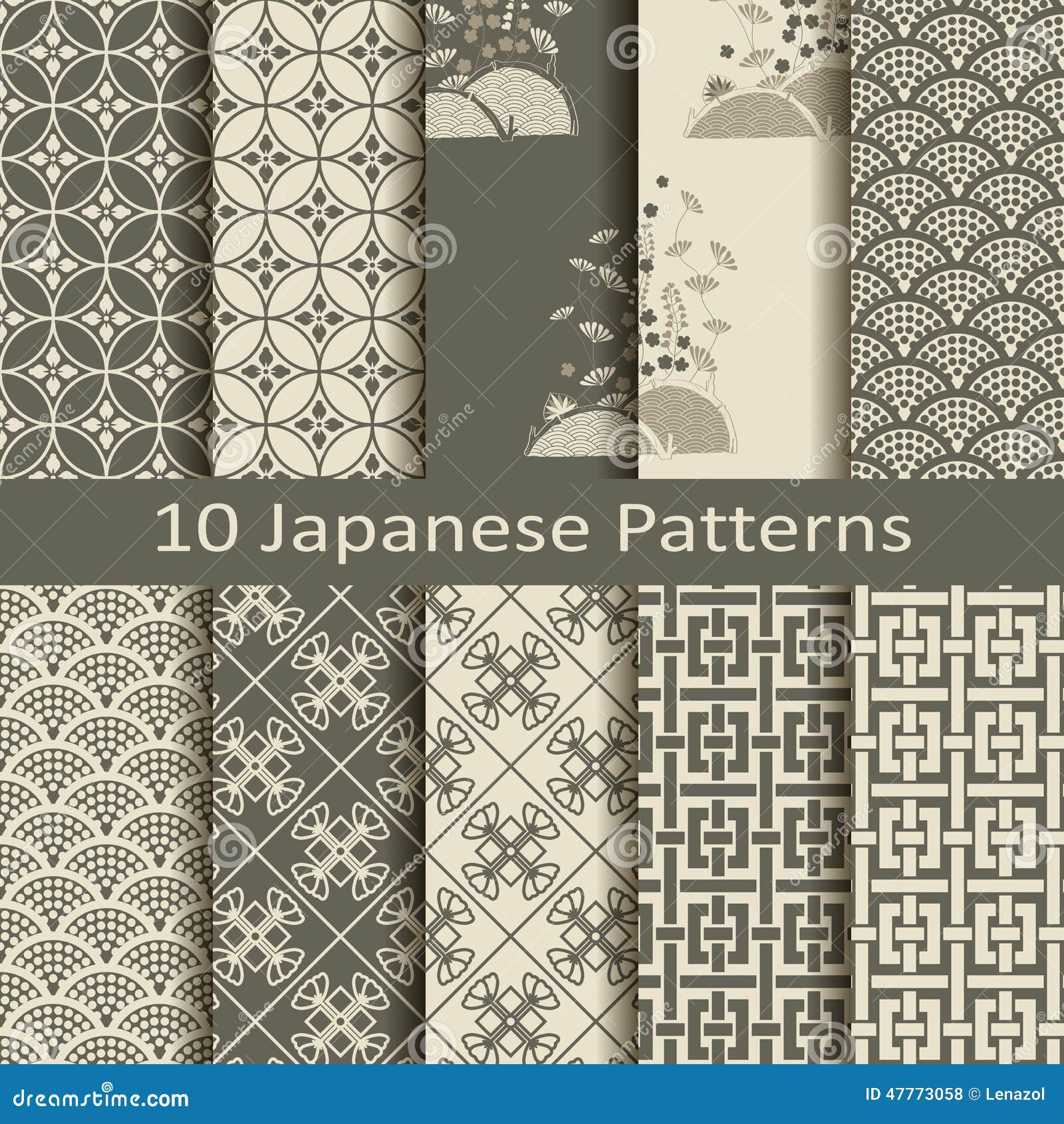 Set Of Ten Japanese Patterns Cartoon Vector | CartoonDealer.com #45130725