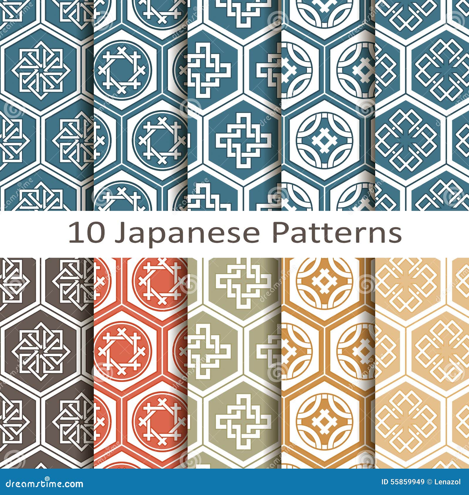 Japanese Patterns,indigo Color Seamless Wallpapers Vector ...