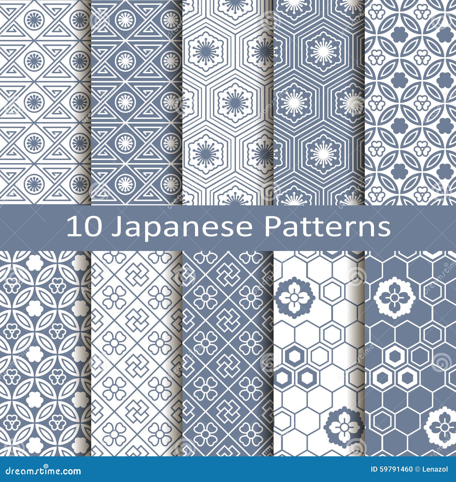 Set of Ten Japanese Patterns Stock Vector - Illustration of wallpaper ...