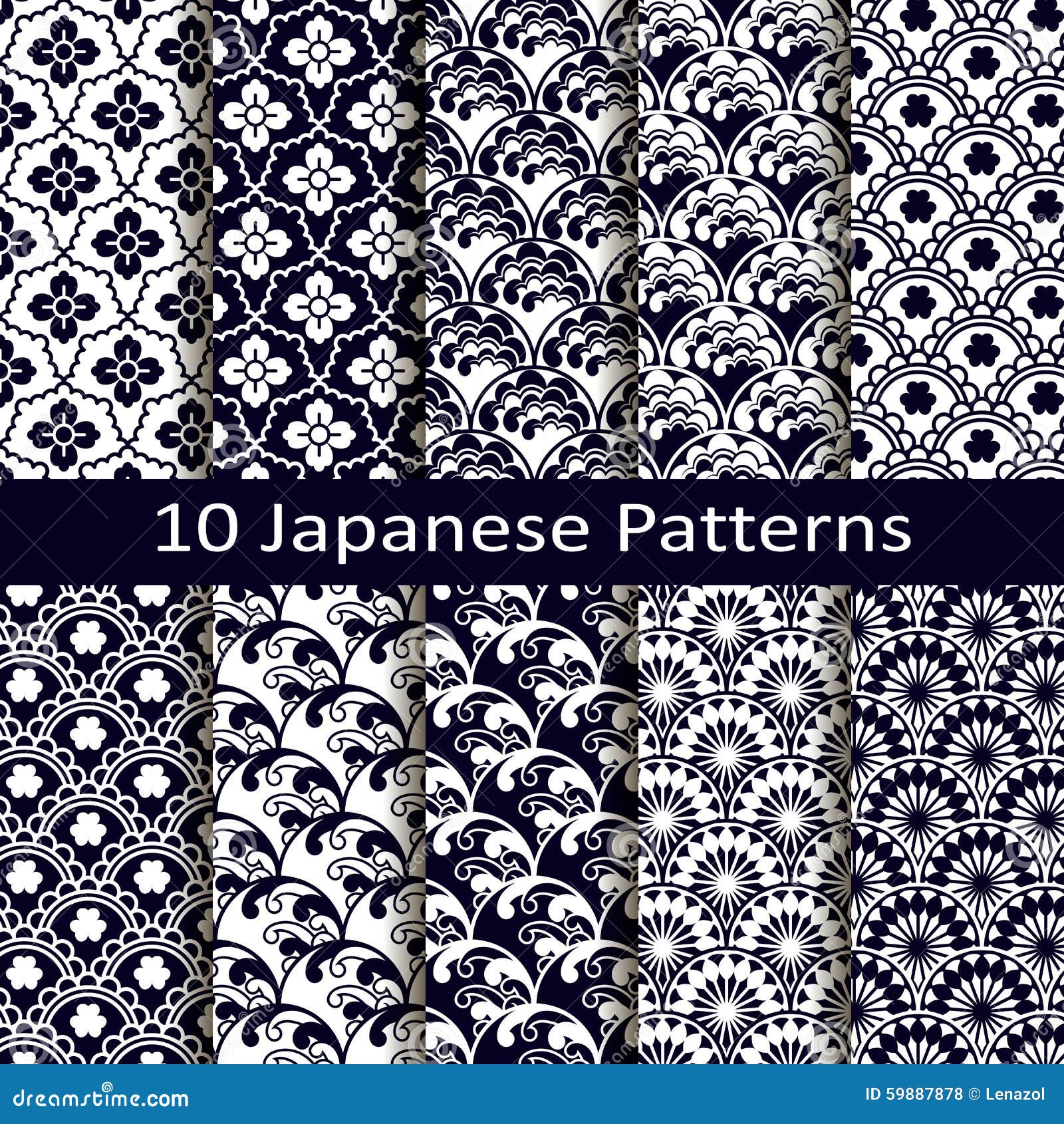 Set Of Ten Japanese Patterns Vector Illustration | CartoonDealer.com ...