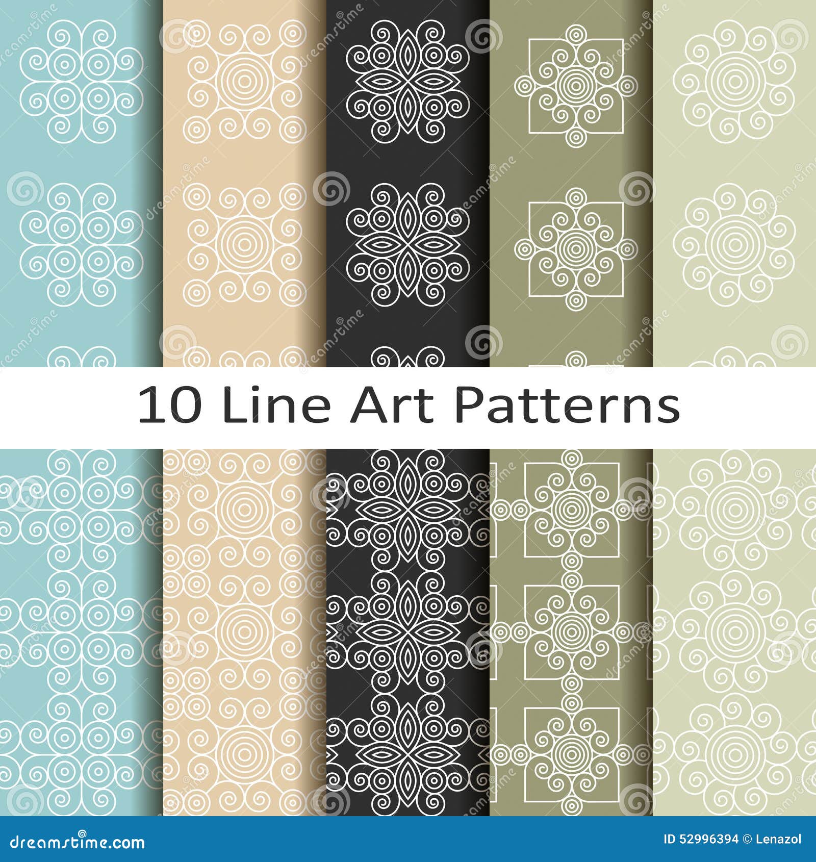 Set of Ten Line Art Patterns Stock Vector - Illustration of volume ...