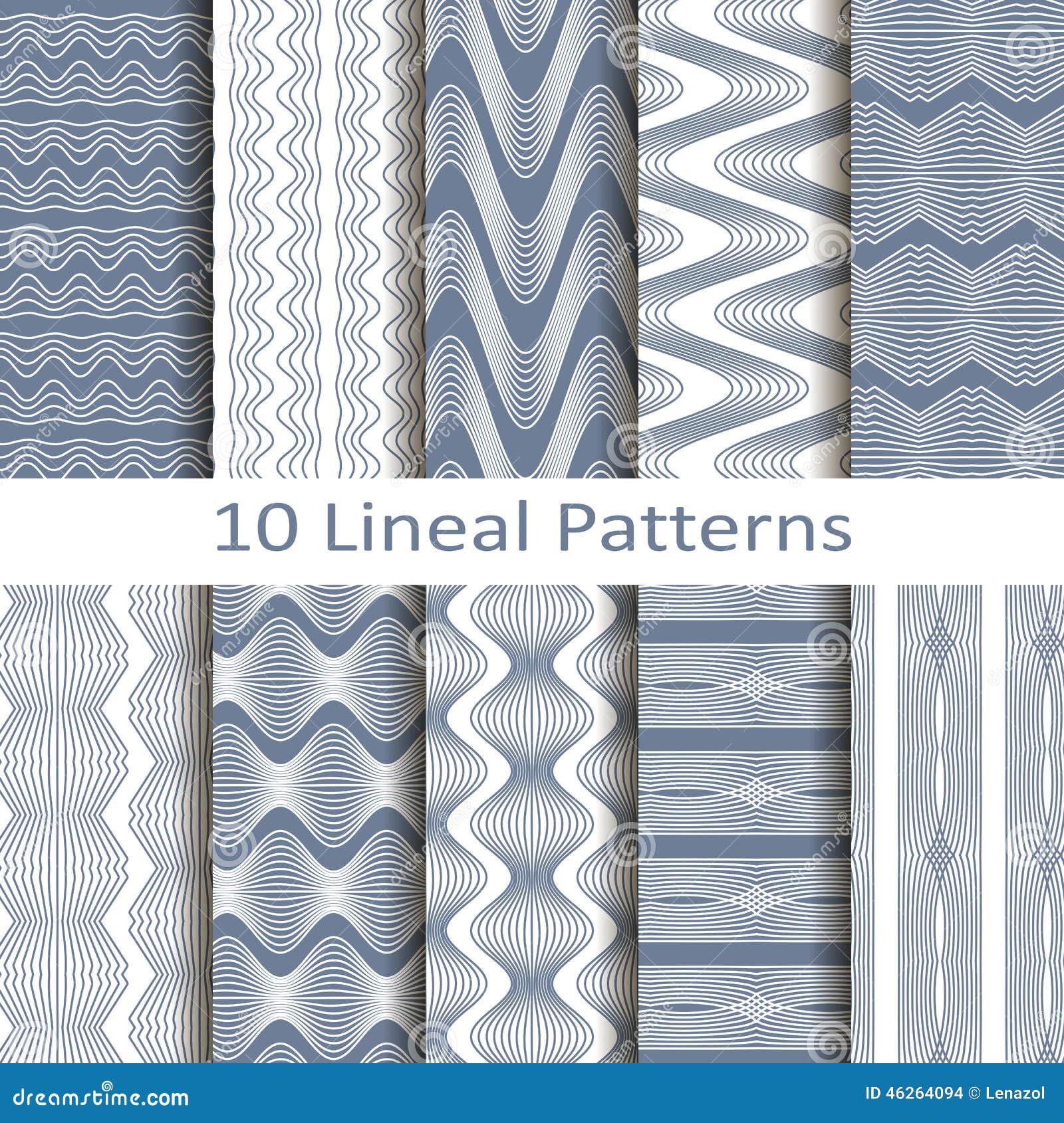Set of ten lineal patterns stock vector. Illustration of square - 46264094
