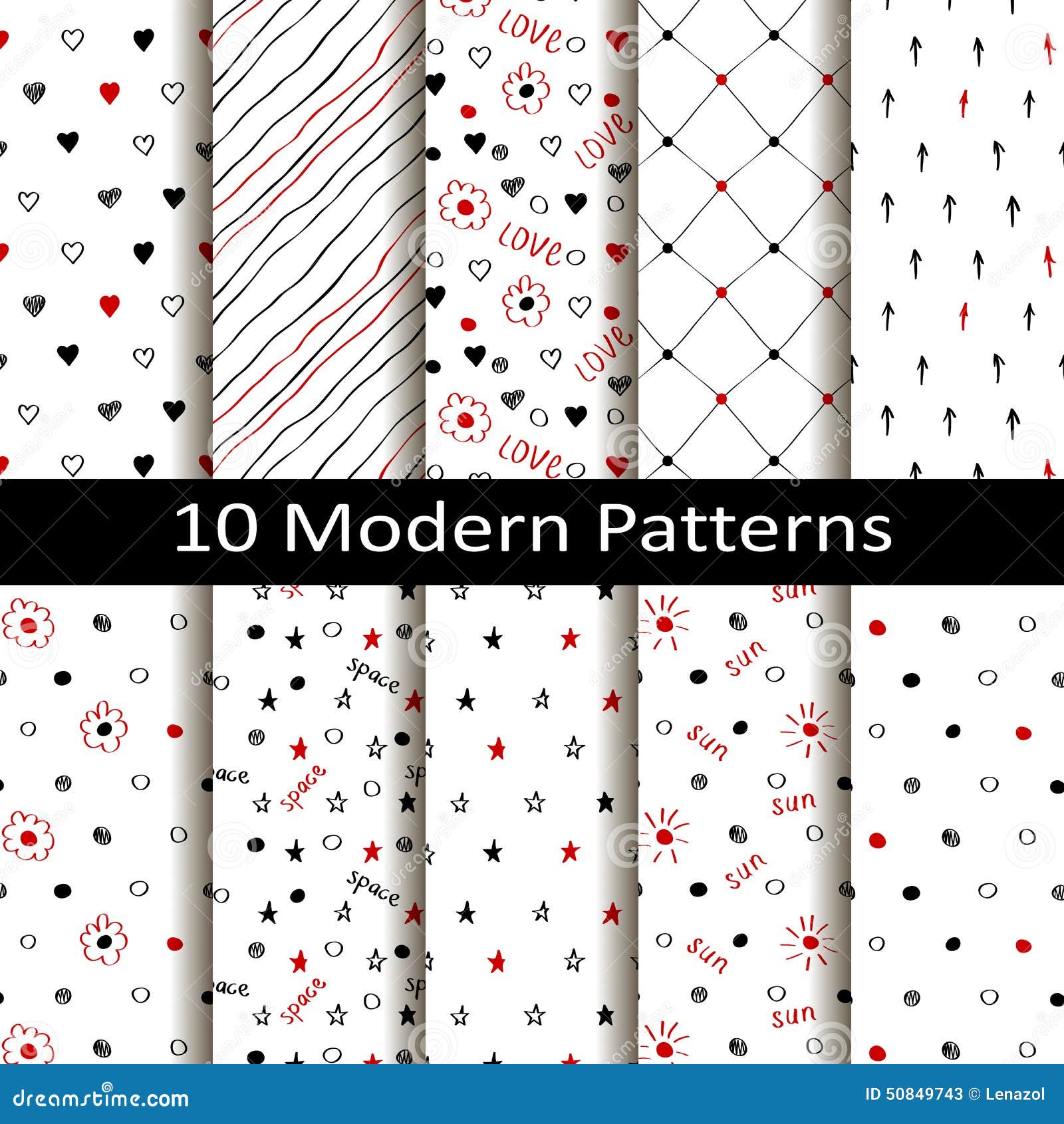 Set of ten modern patterns stock vector. Illustration of circle - 50849743
