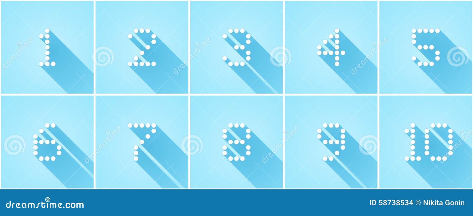 Set of Ten Numbers Flat Style Stock Illustration - Illustration of ...
