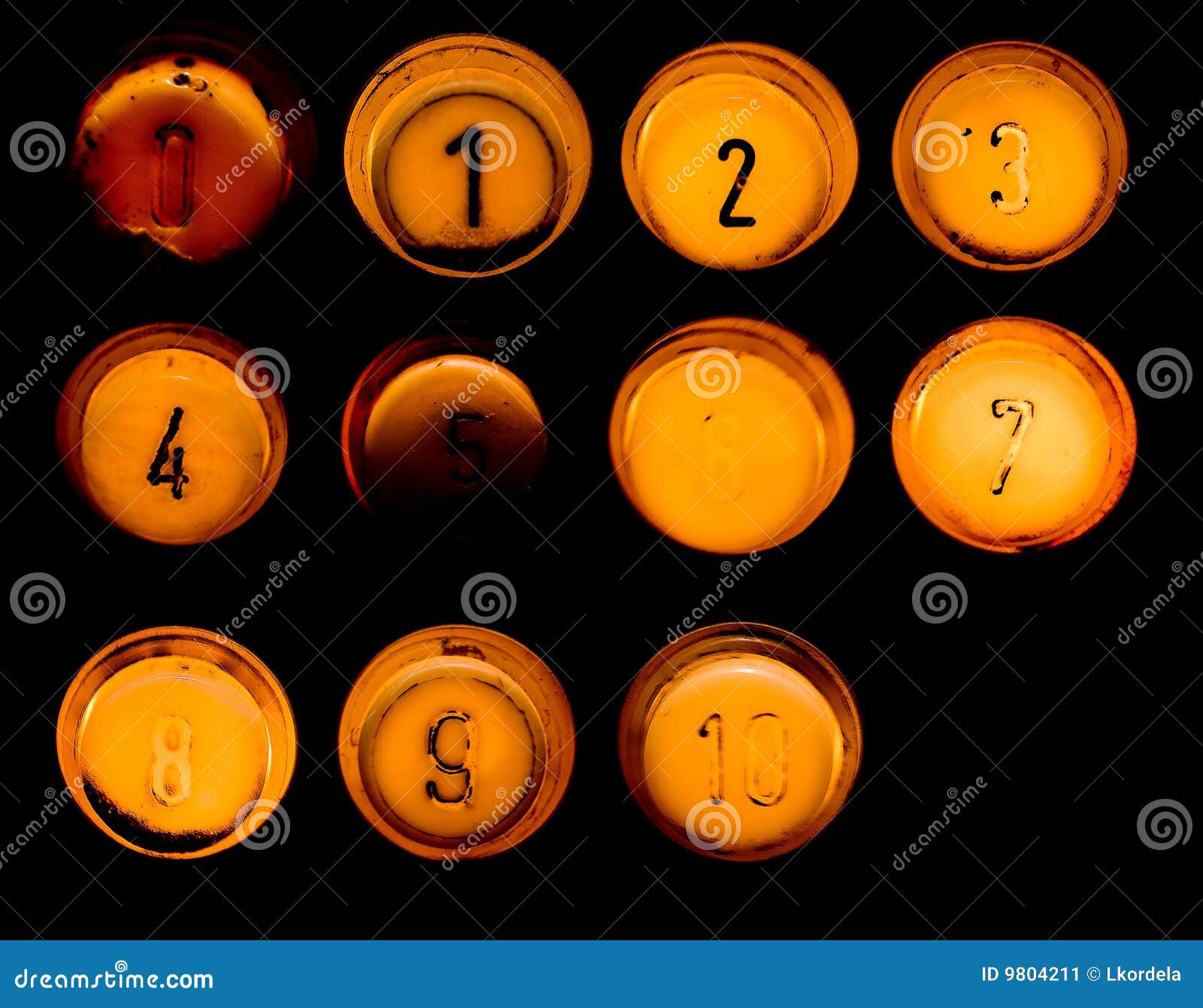 Set of Ten Old Elevator Buttons Stock Image - Image of pattern ...