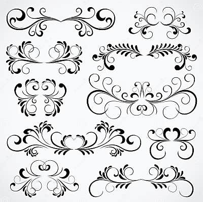Set of Ten Ornate Elements for Design Stock Vector - Illustration of ...