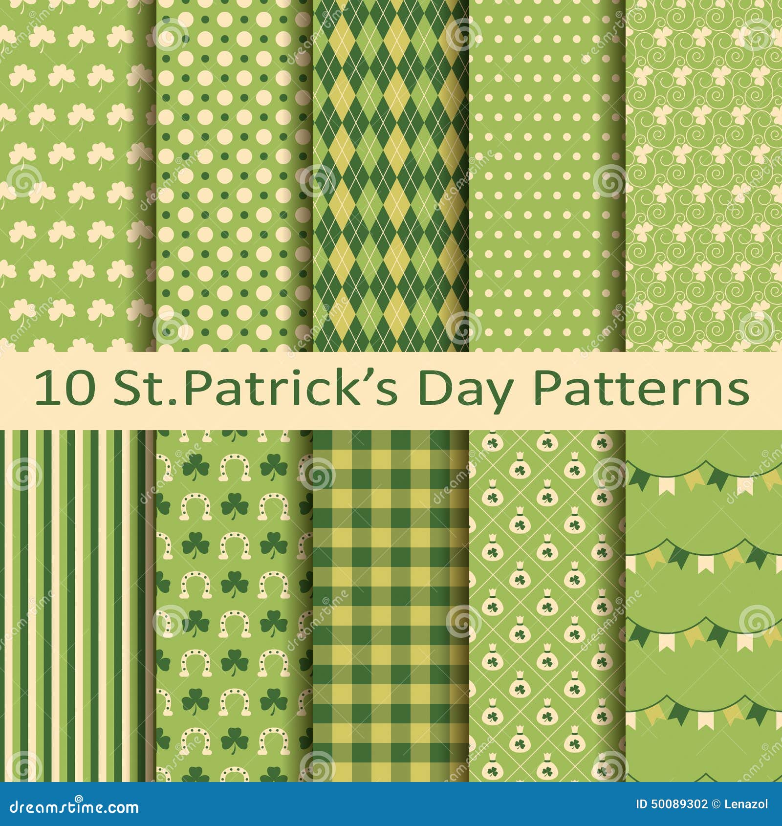 Set of Ten Patterns for St.Patrick S Day Stock Vector - Illustration of ...