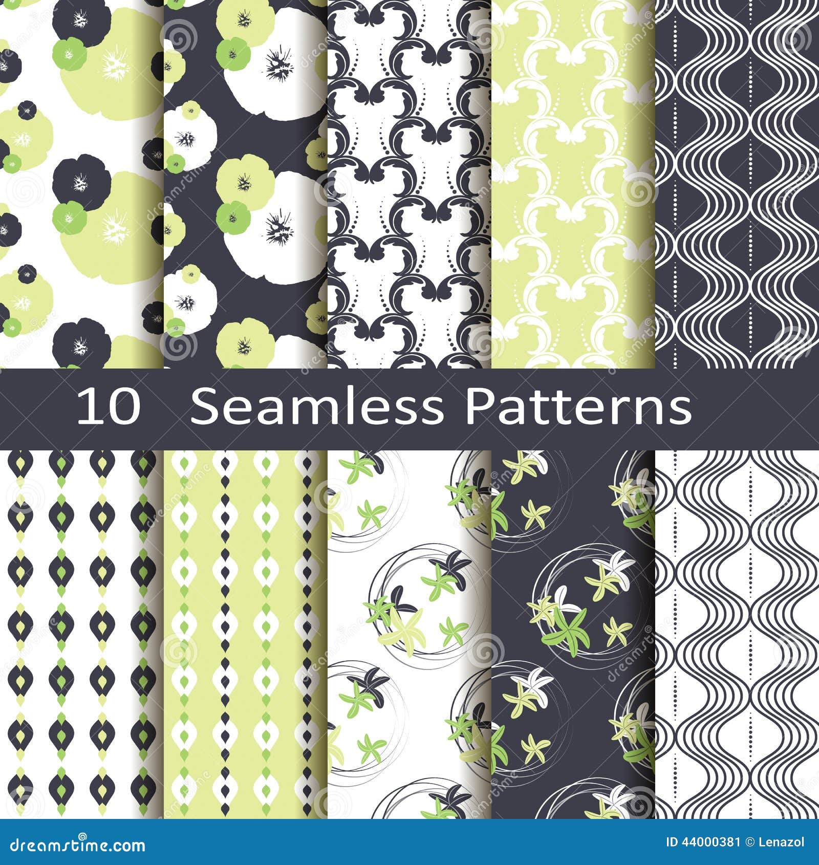 Set Of Ten Pretty Patterns Cartoon Vector | CartoonDealer.com #43942177