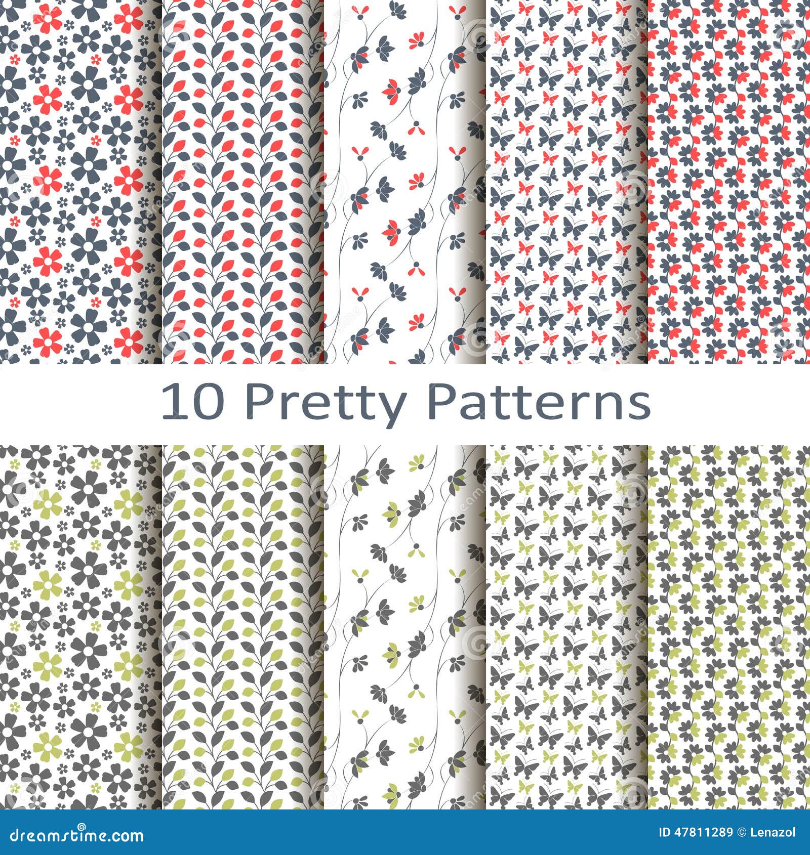 Set of ten pretty patterns stock vector. Illustration of drawn - 47811289