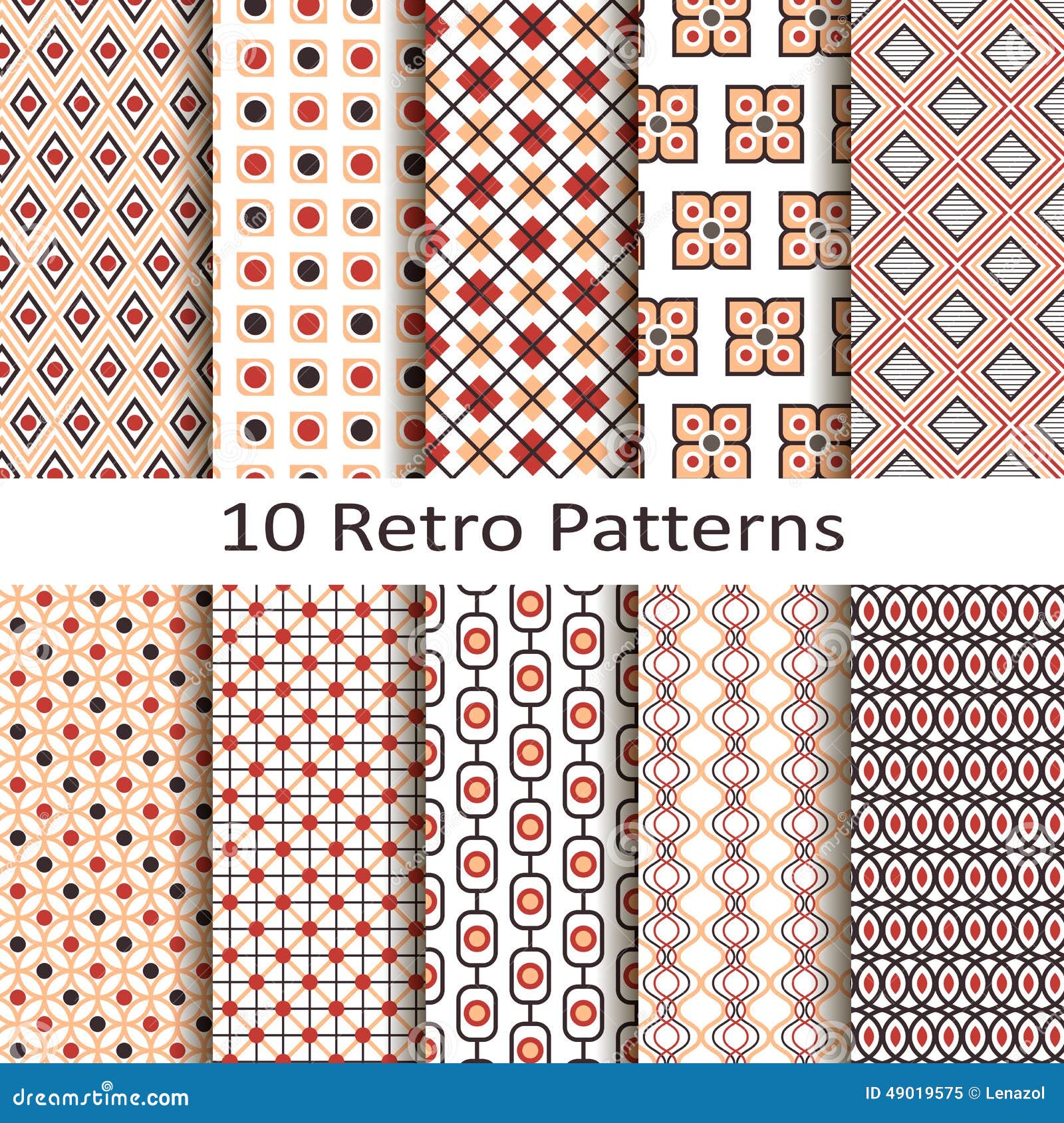 Set of ten retro patterns stock vector. Illustration of style - 49019575