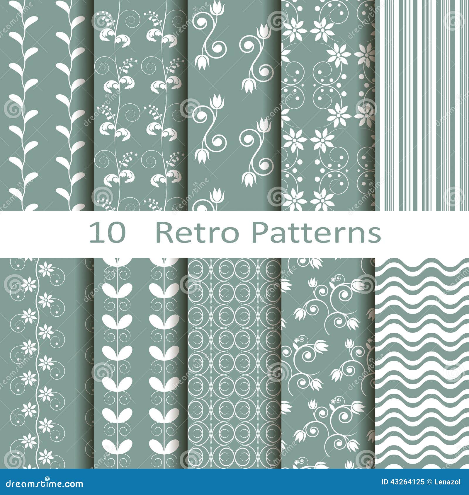 Set of ten retro patterns stock vector. Illustration of lineal - 43264125