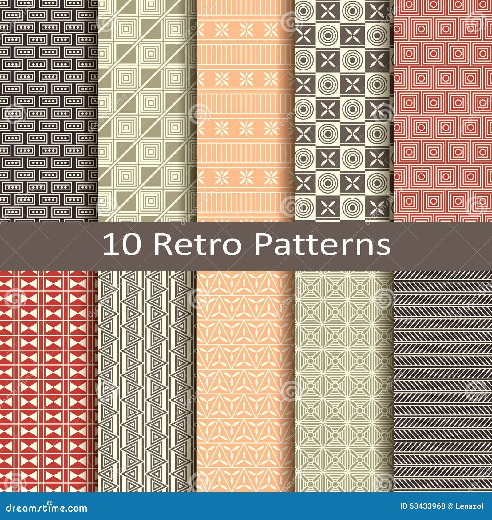 Set of ten retro patterns stock vector. Illustration of decoration ...