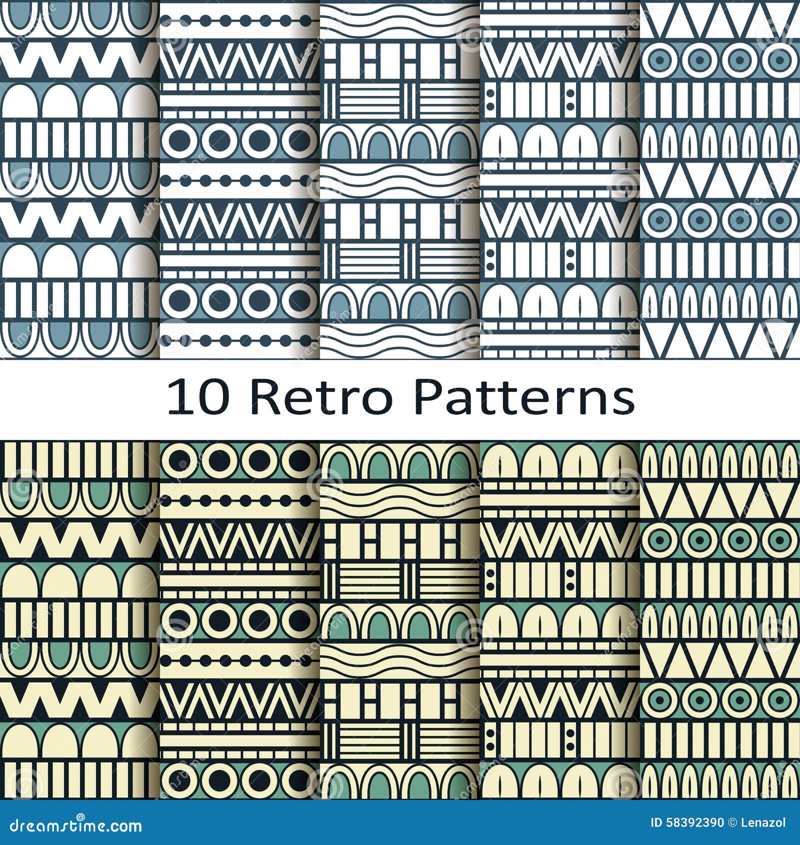 Set of ten retro patterns stock vector. Illustration of geometric ...
