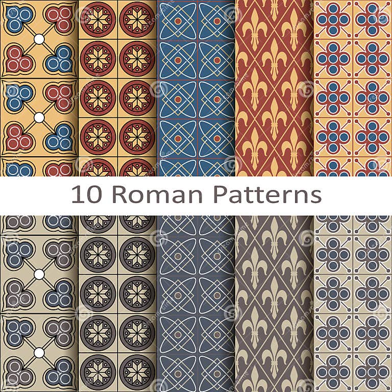 Set of ten roman patterns stock vector. Illustration of antique - 50463975