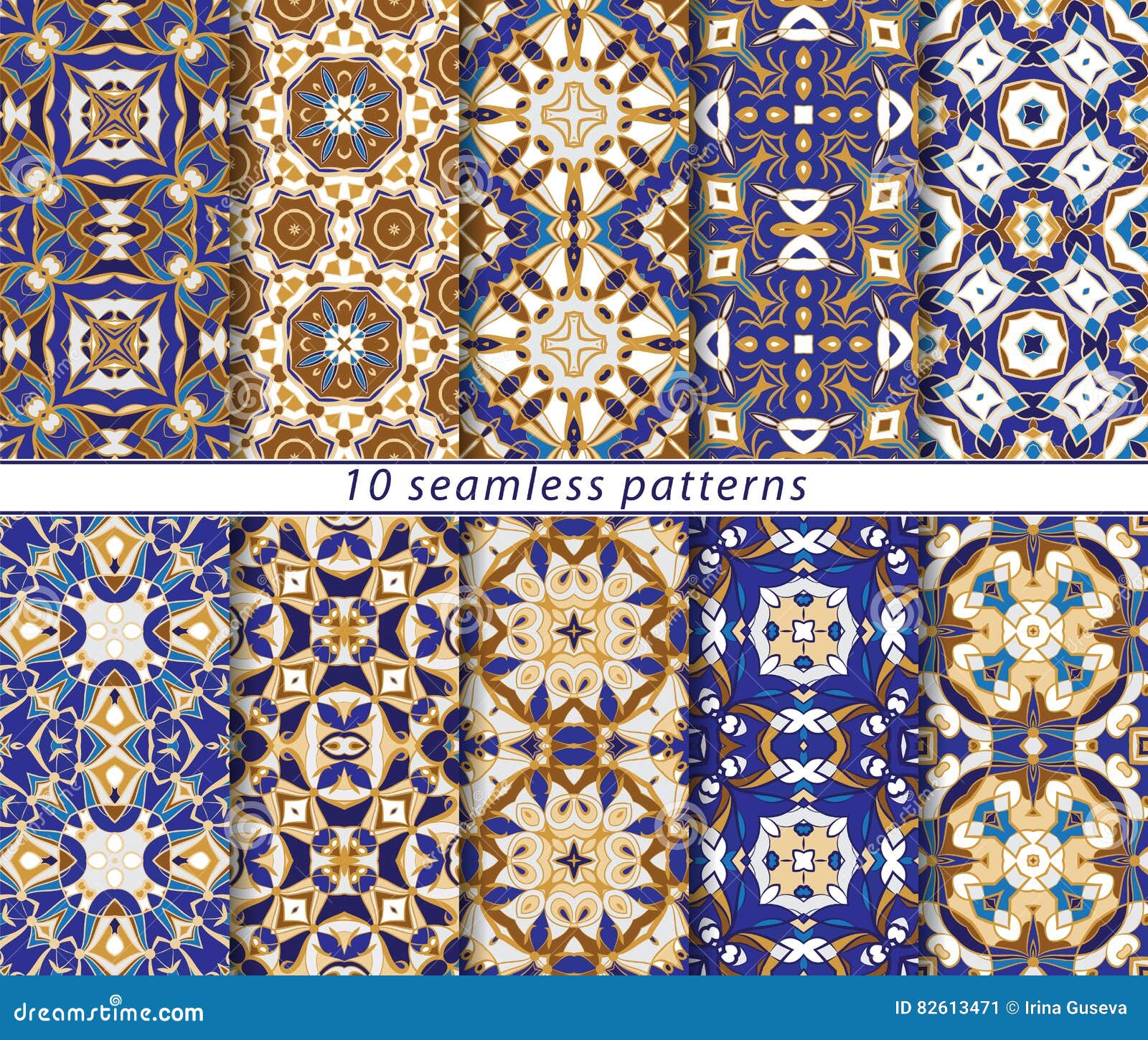 Set of Ten Seamless Abstract Patterns. Stock Vector - Illustration of ...