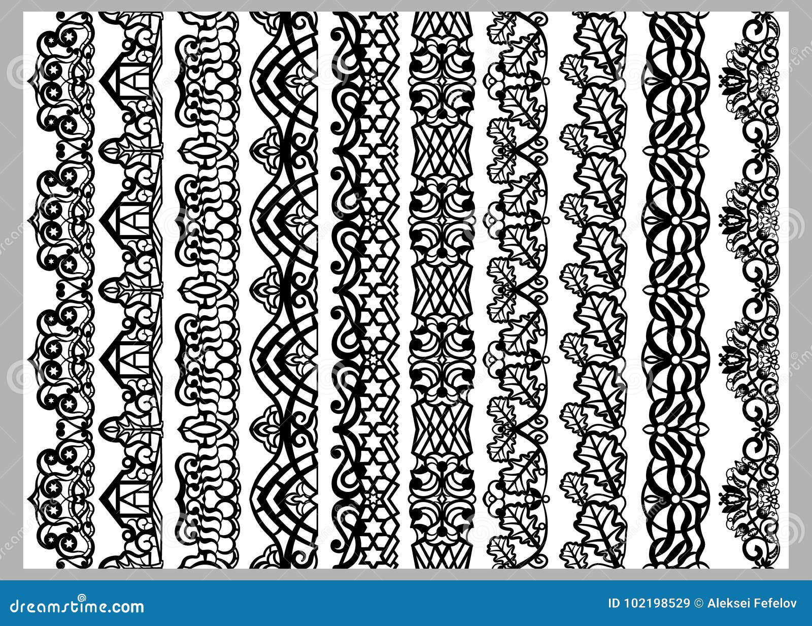 Set of Ten Seamless Endless Decorative Lines. Indian Decoration Border ...