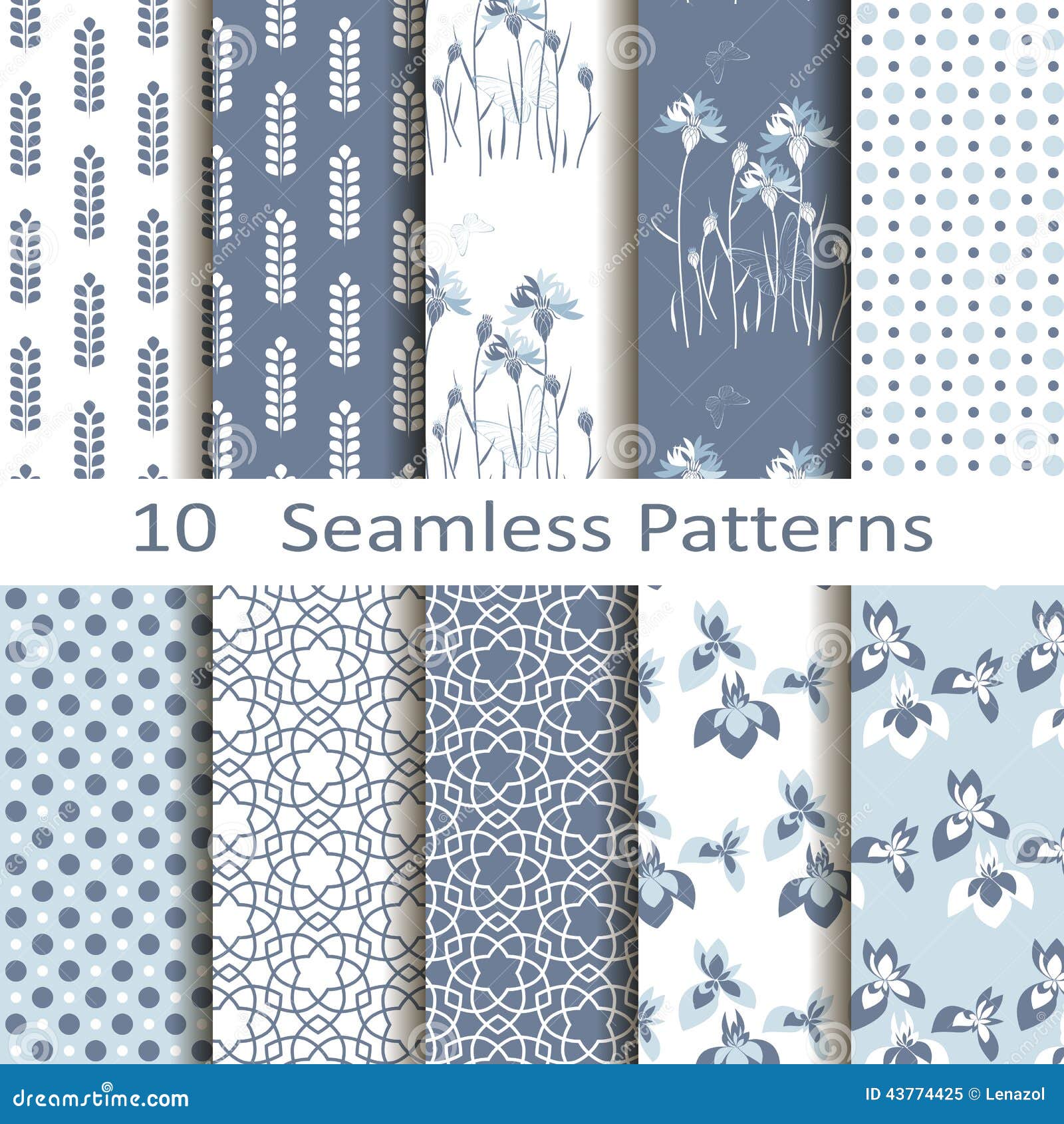 Set of Ten Seamless Patterns Stock Vector - Illustration of design ...